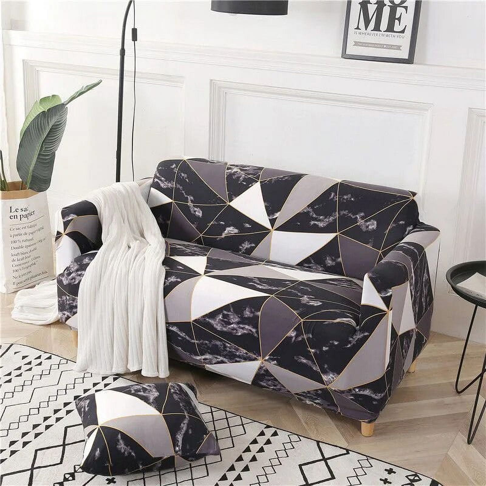 Geometric Colorful Sofa Cover Elastic Anti-dirty Couch Cover Funiture ...