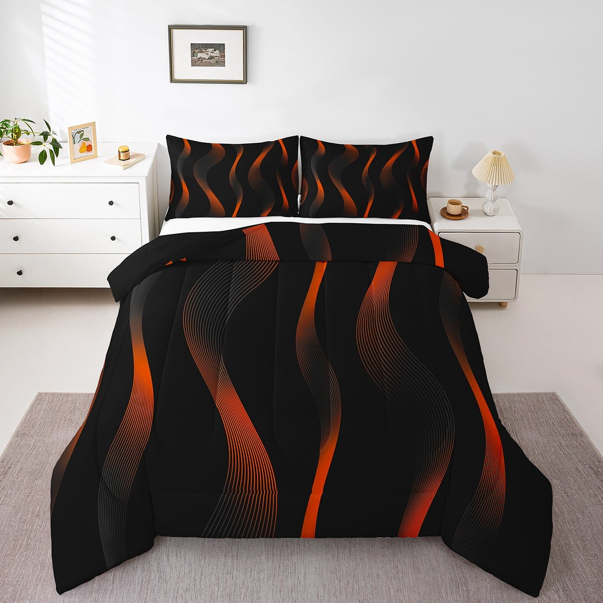 Geometric Comforter Set Toddler Size Geometry Orange Lines Bedding ...