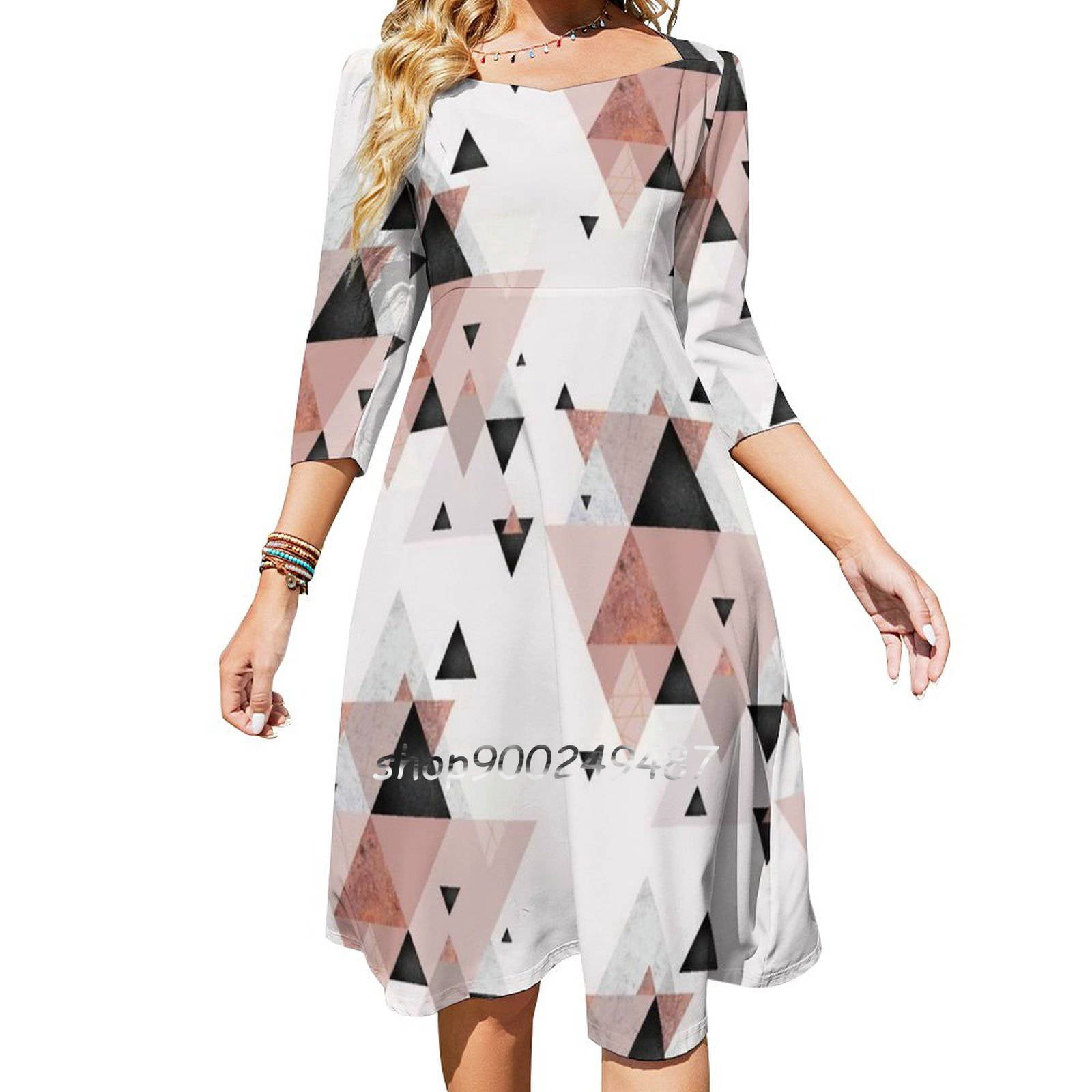 Geometric Compilation In Rose Gold And Blush Pink Evening Party Dresses ...