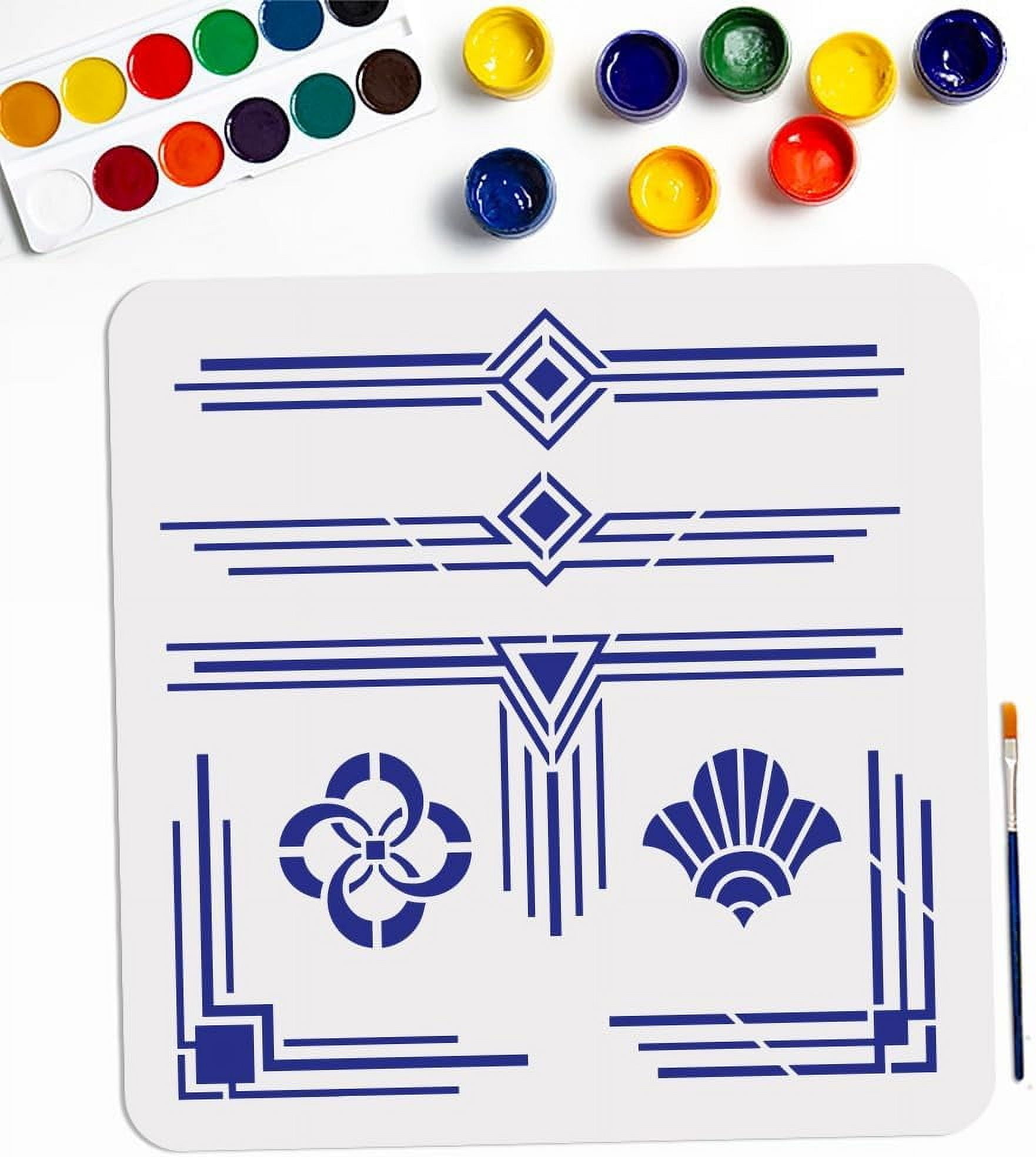 Geometric Corners Stencil 11.8×11.8inch Large 7 Geometric Patterns ...