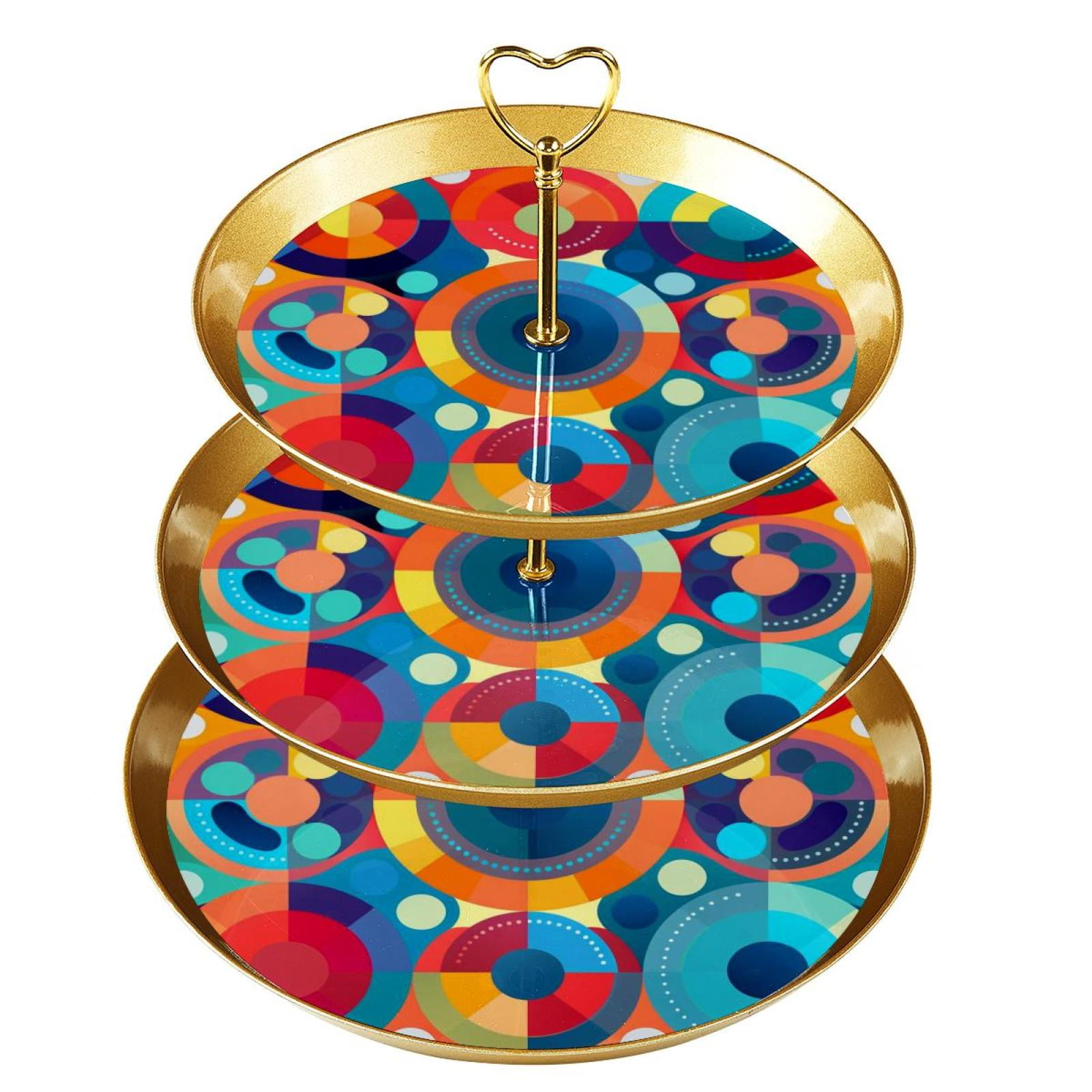 Geometric Cube Elegant Plastic Discs Cake Holder with Iron Pillars ...