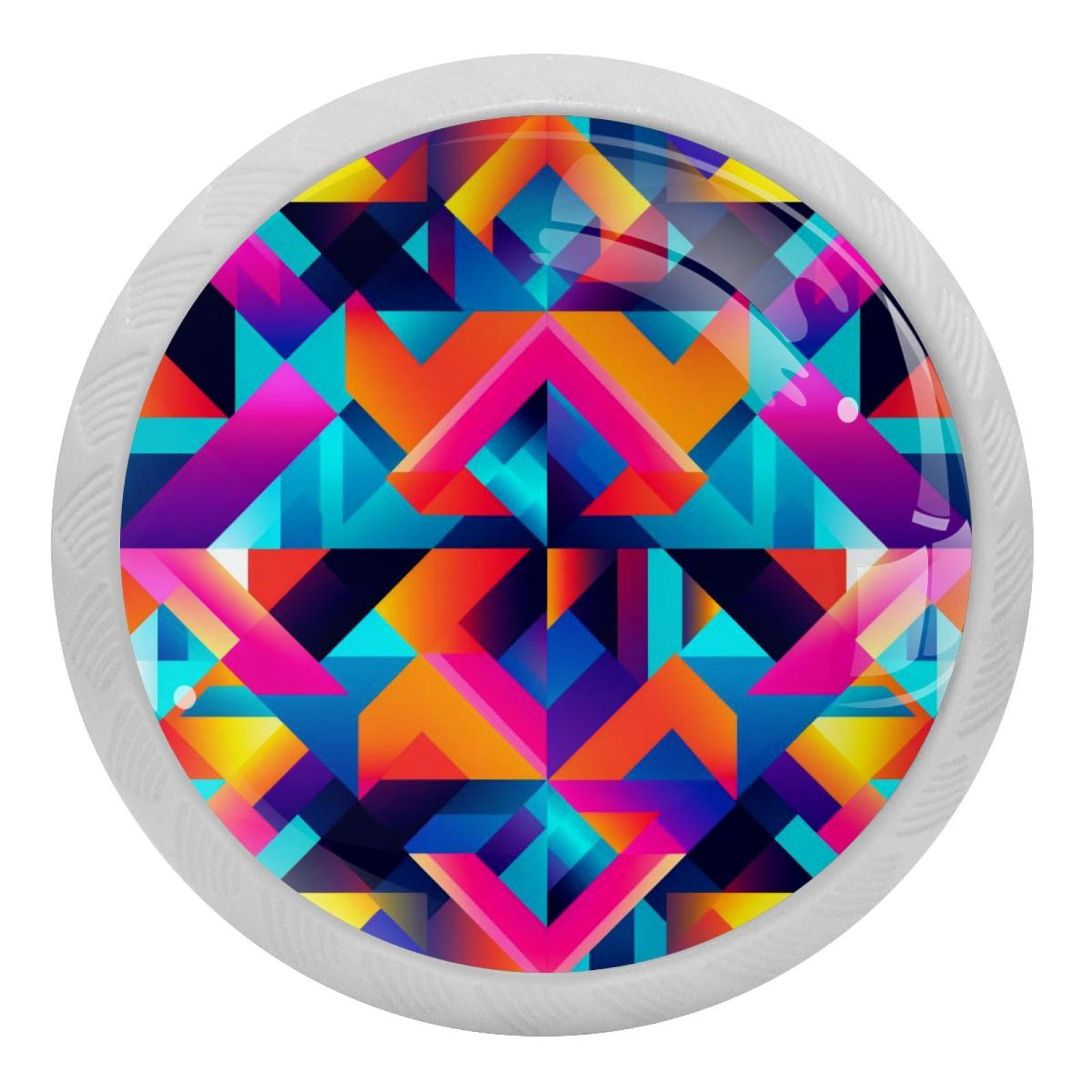 Geometric Cube Fluorescent Glow-in-the-Dark Cabinet Door Knobs - Round ...
