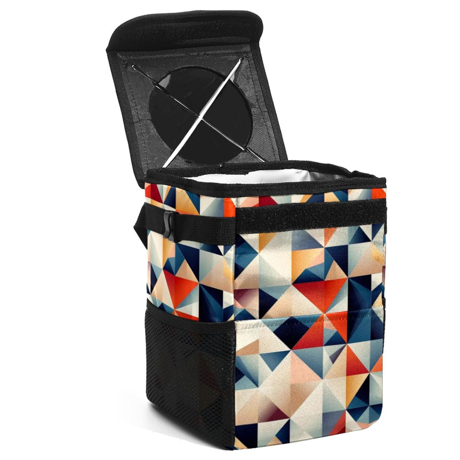 Geometric Cube Foldable Car Trash Bin with Lid, Leak-Proof, Hanging ...