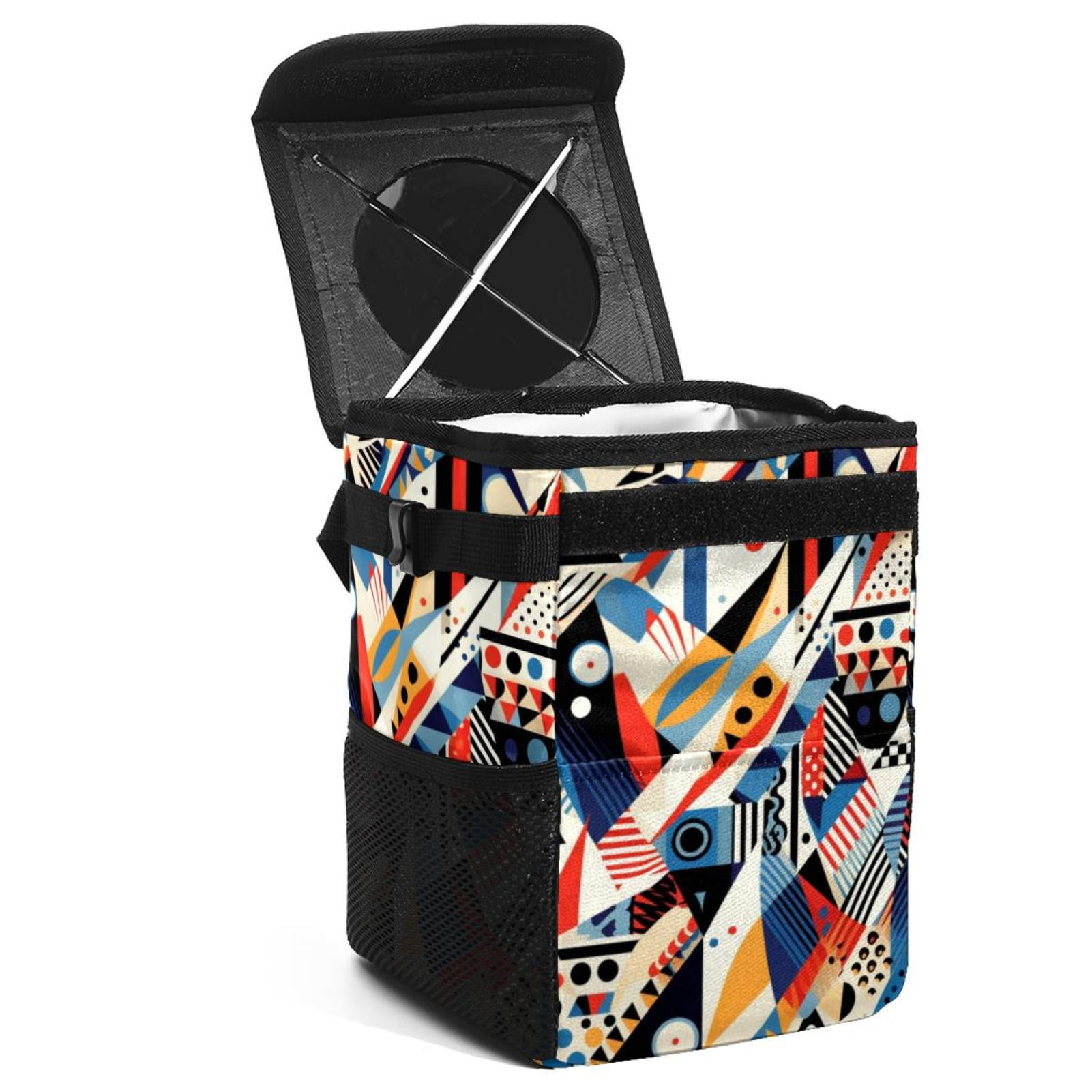 Geometric Cube Foldable Car Trash Bin with Lid - Leak-proof Hanging ...