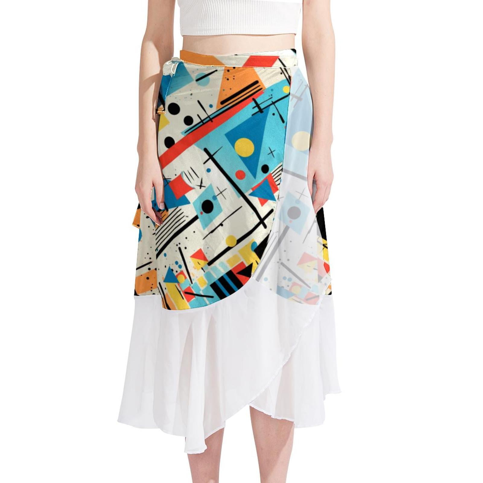 Geometric Cube Light and Airy Chiffon Women's Beach Dress - Summer ...