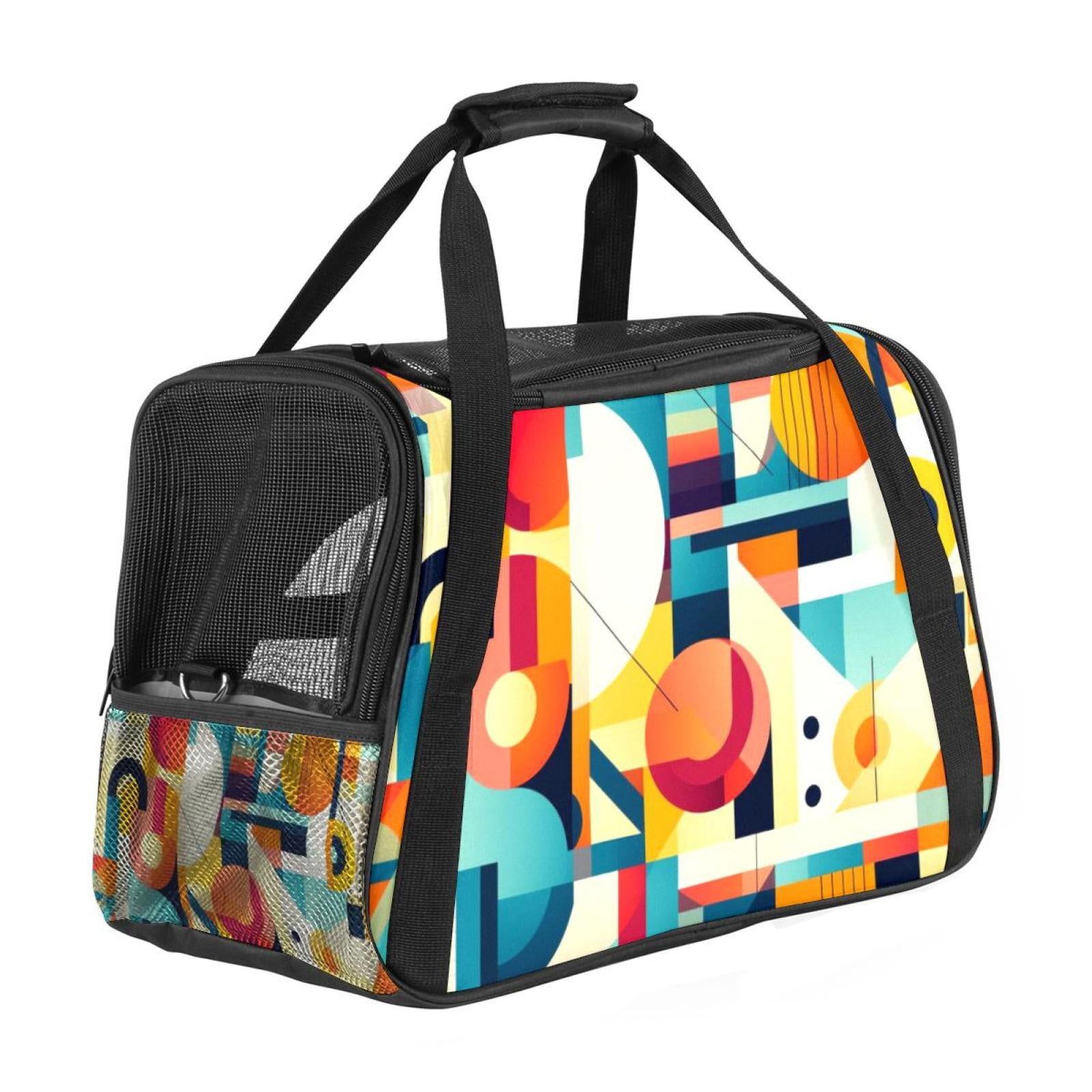 Geometric Cube Pet Carrier Bag - Fabric 900D Oxford Cloth/Sherpa/Nylon ...