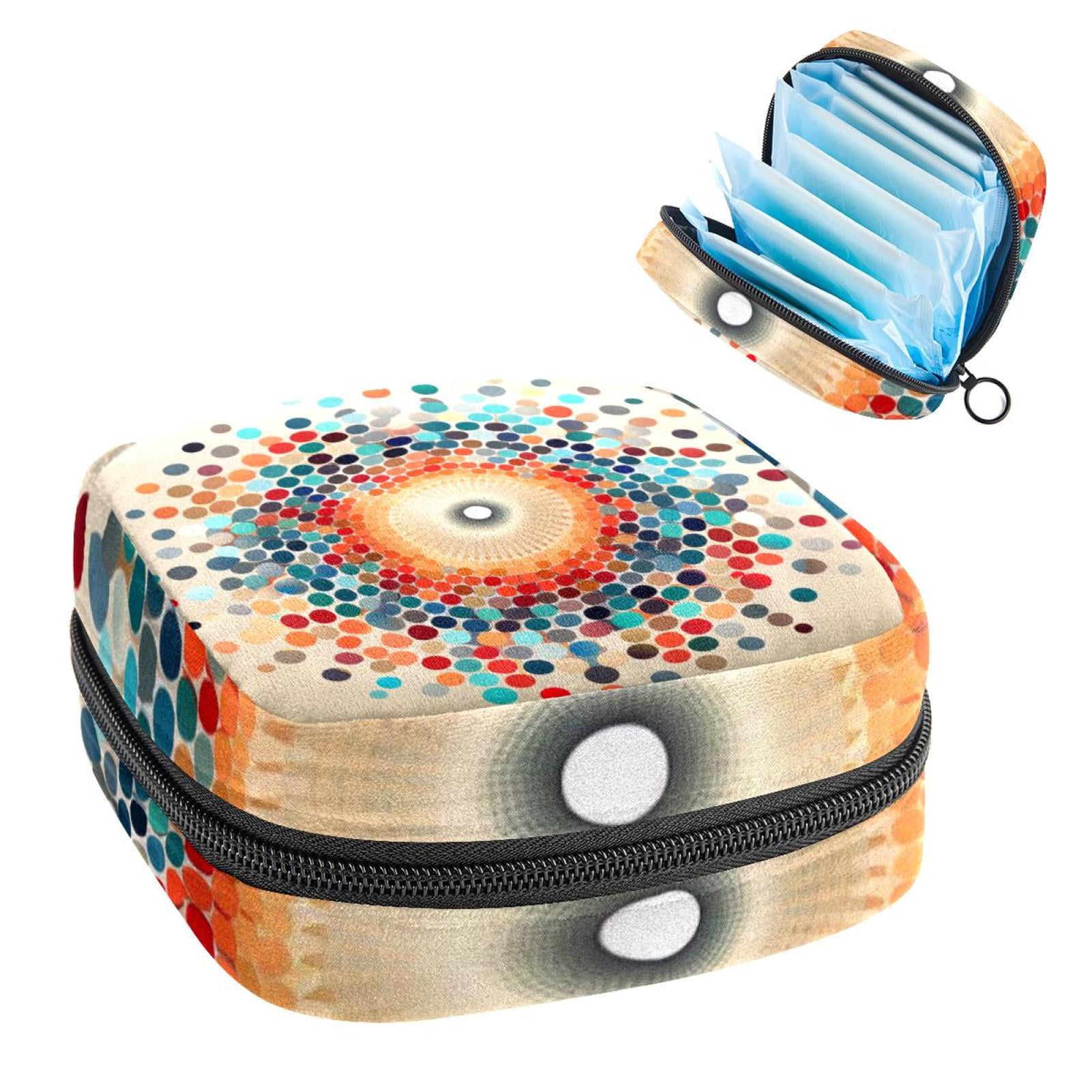 Geometric Cube Sanitary Napkin Bag Period Pouch Travel Organizer Zipper ...