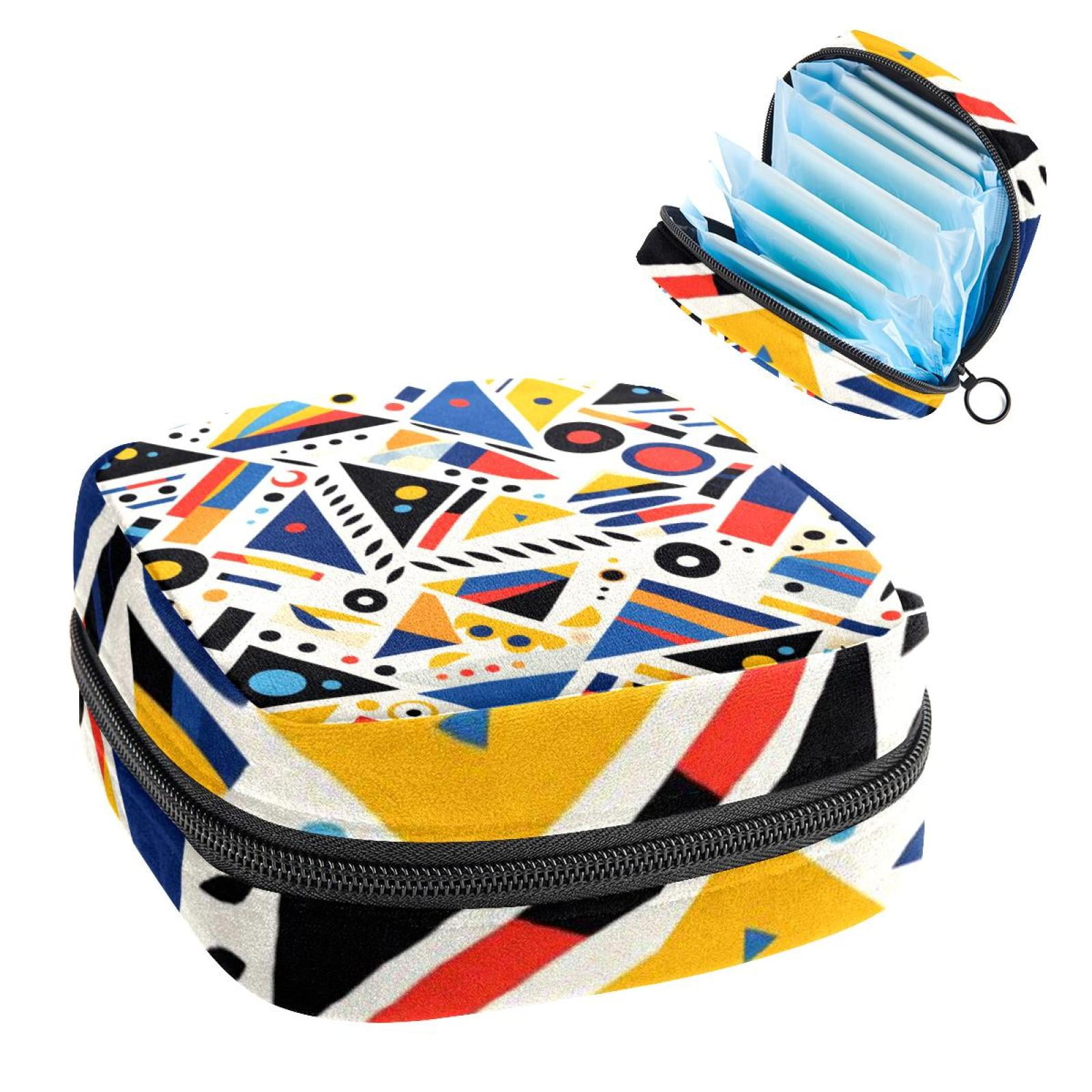 Geometric Cube Sanitary Napkin Pouch Period Bag Cosmetic Travel Pouch ...