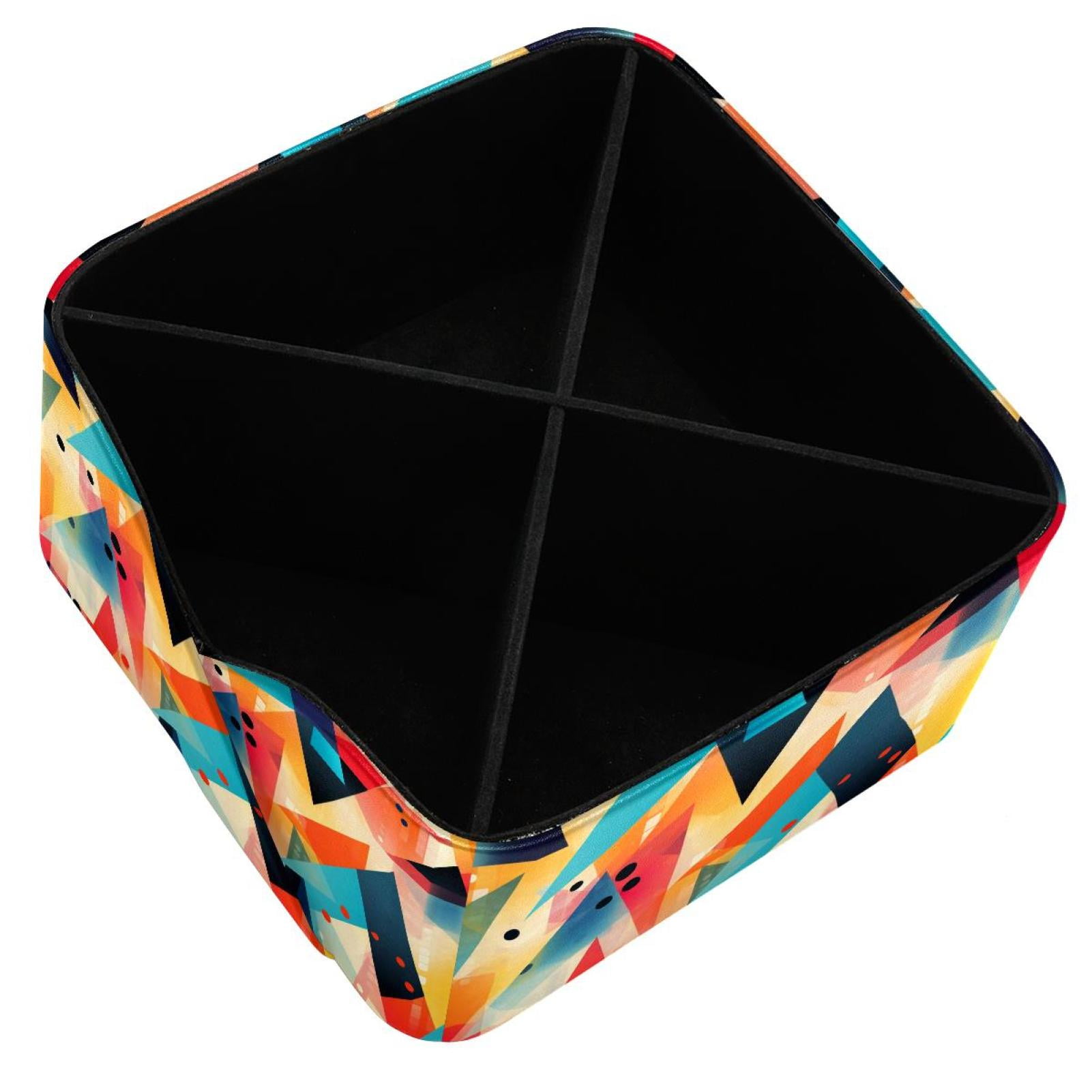 Geometric Cube Square Pen Case with 4 Compartments, Removable Dividers ...