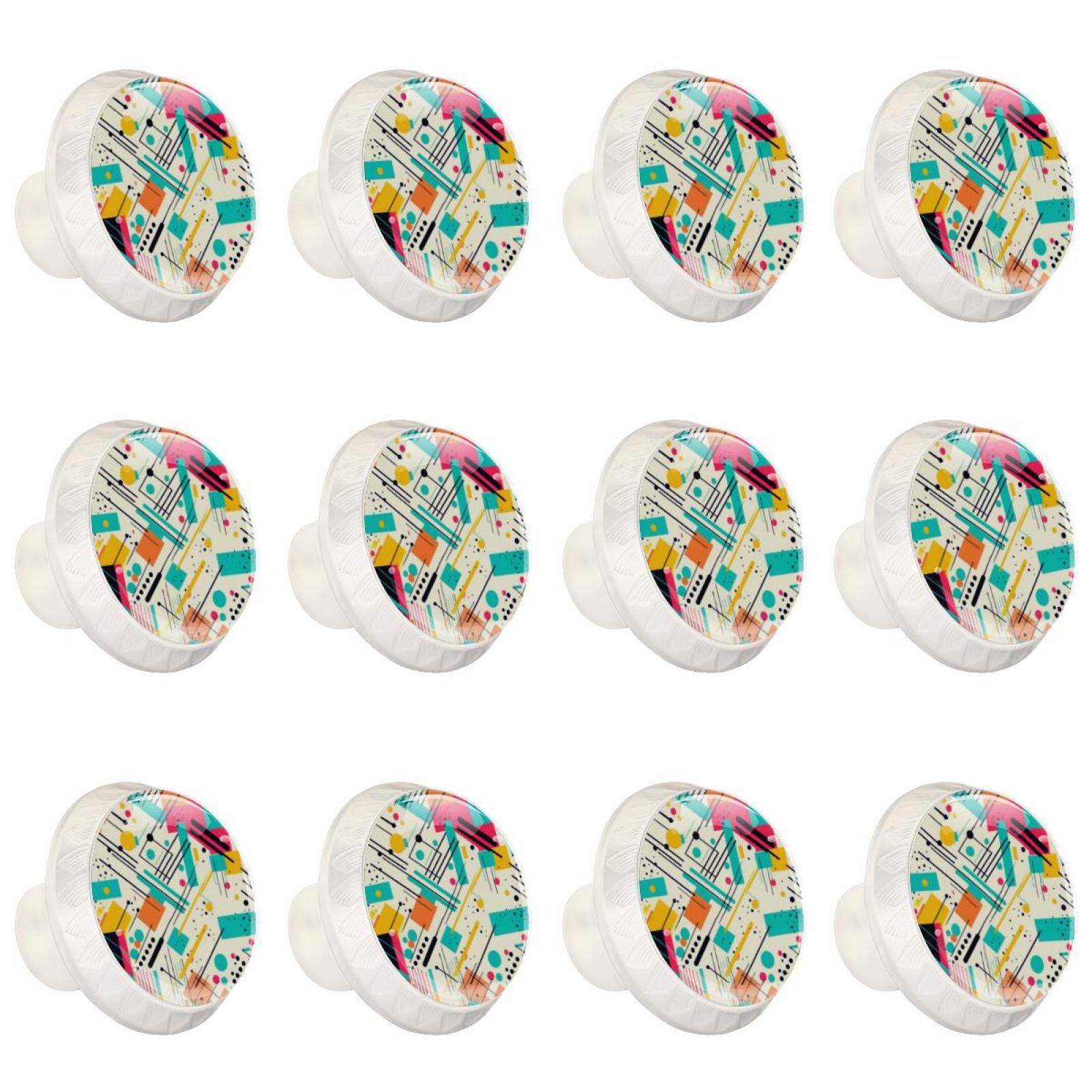 Geometric Cubic Math 12 Pcs White Round Drawer Pulls with Screws,ABS ...