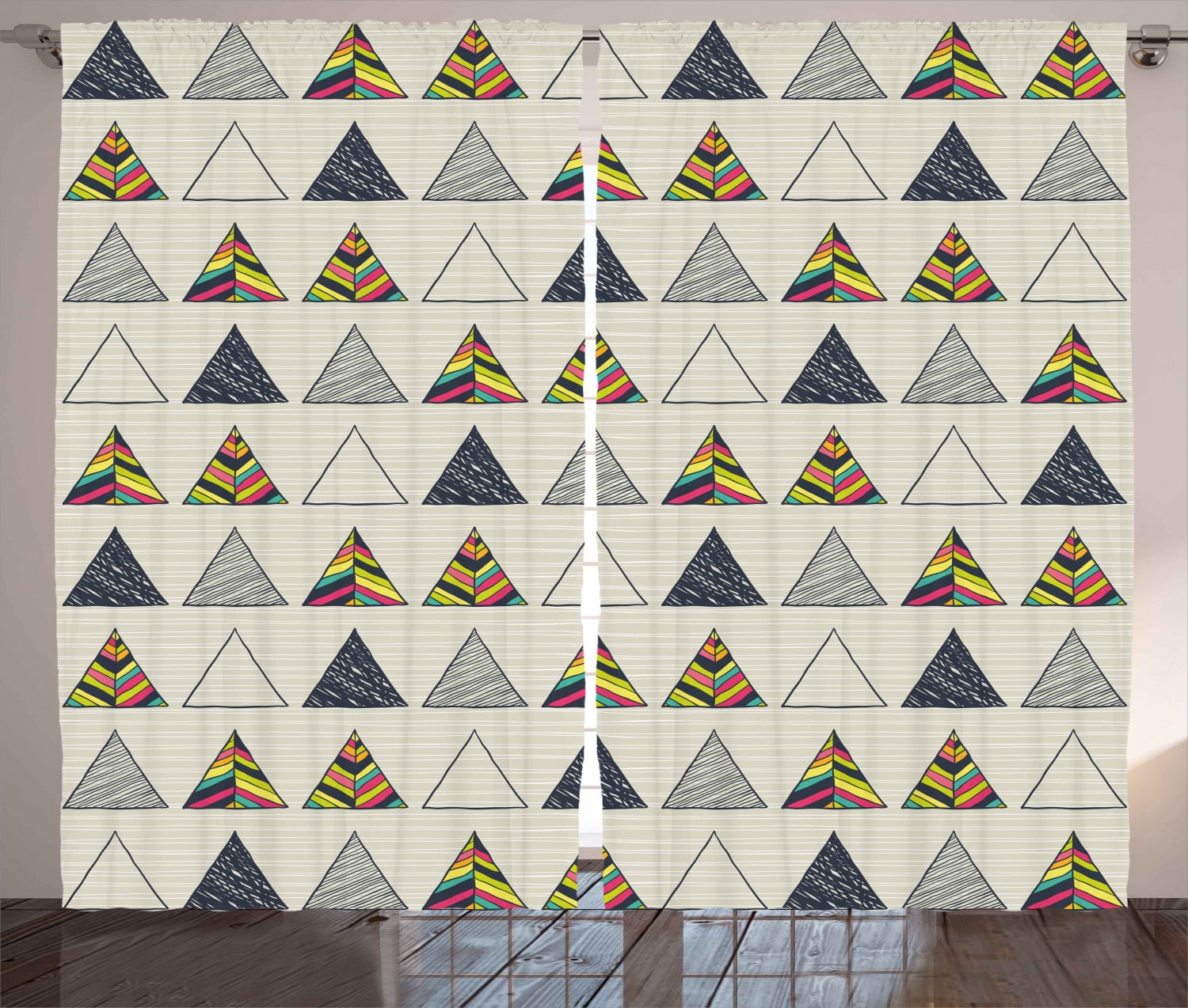 Ambesonne Geometric Curtains 2 Panel Set, Abstract Triangle, 108" x 108 ...