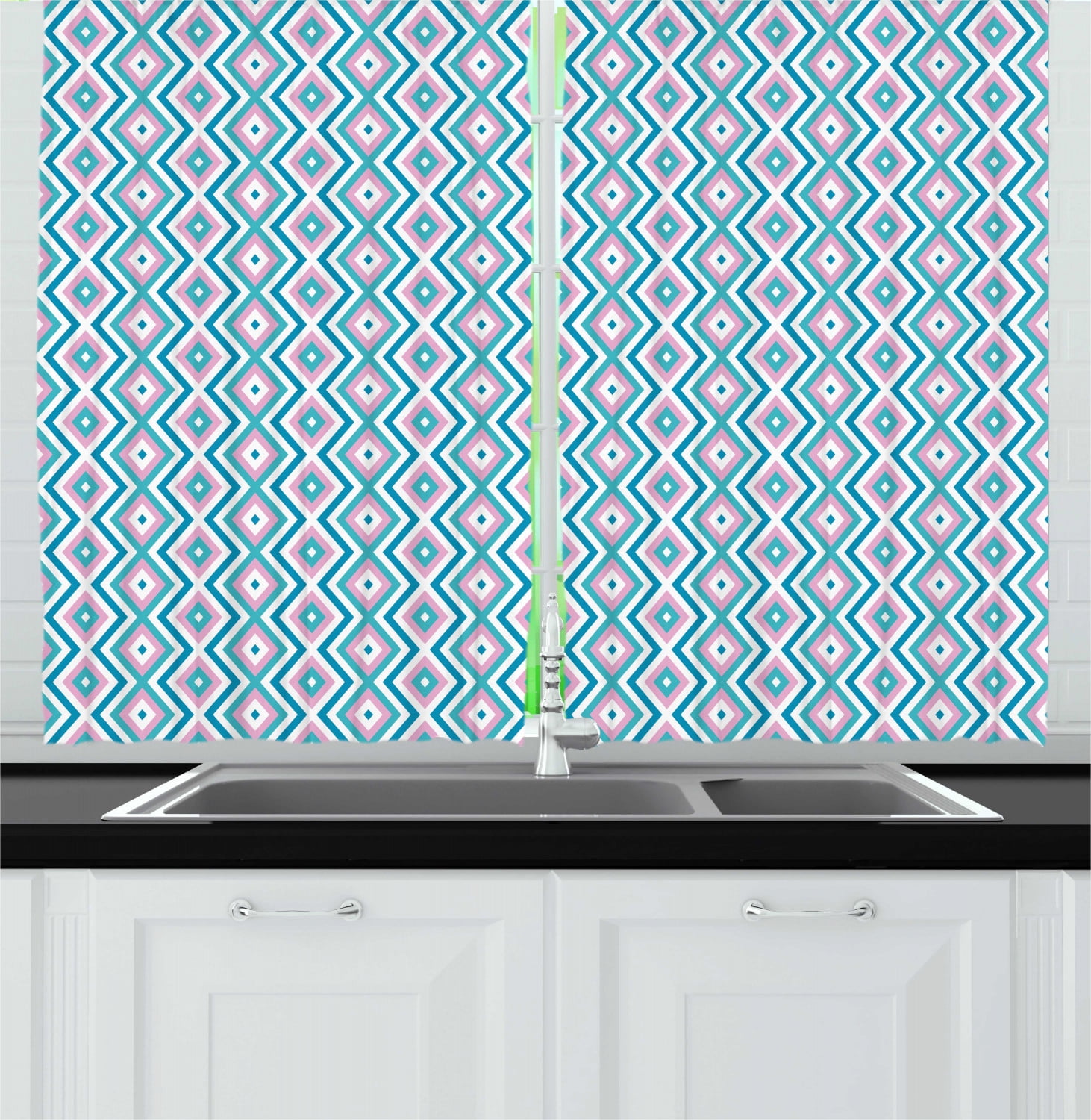 Geometric Curtains 2 Panels Set, Continuous Pattern with Nested ...