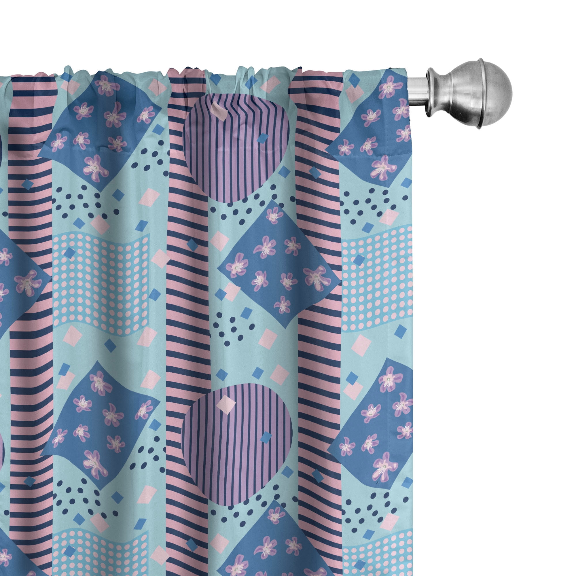 Geometric Curtains 2 Panels Set, Pastel Abstract Shapes and Shapes ...