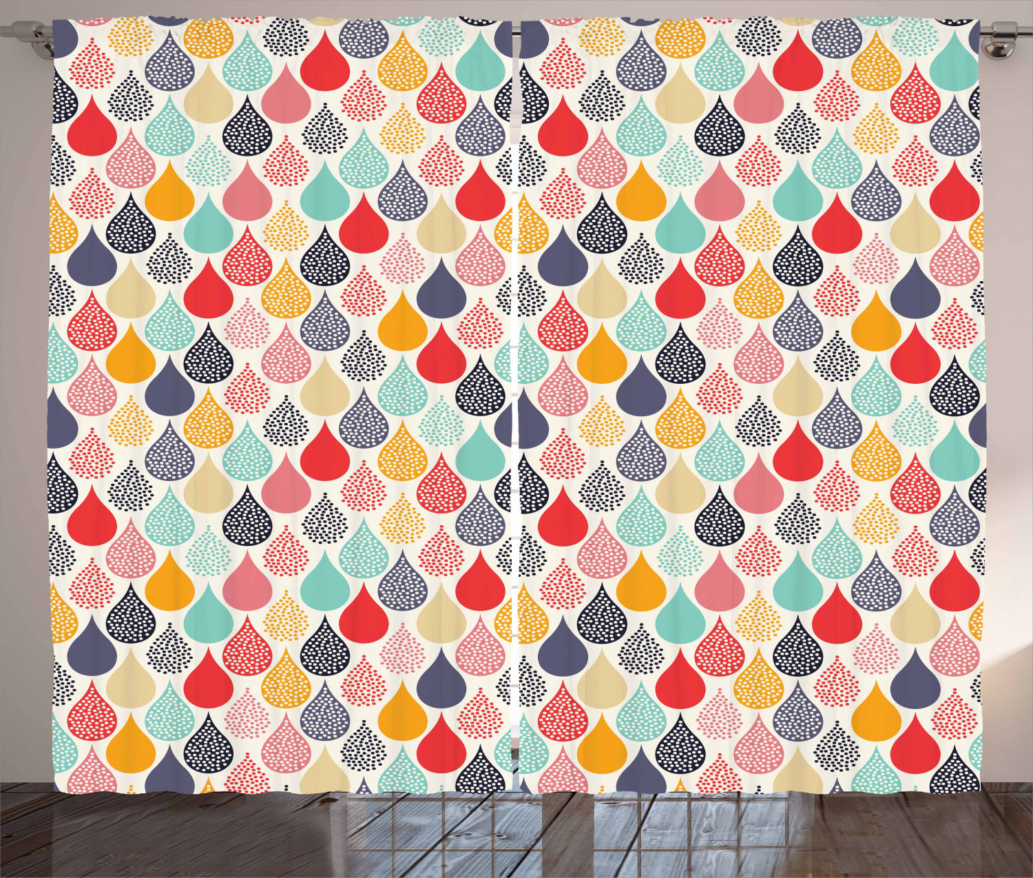 Ambesonne Geometric Curtains 2 Panel Set, Doodle Rainbow Style, 108" x ...