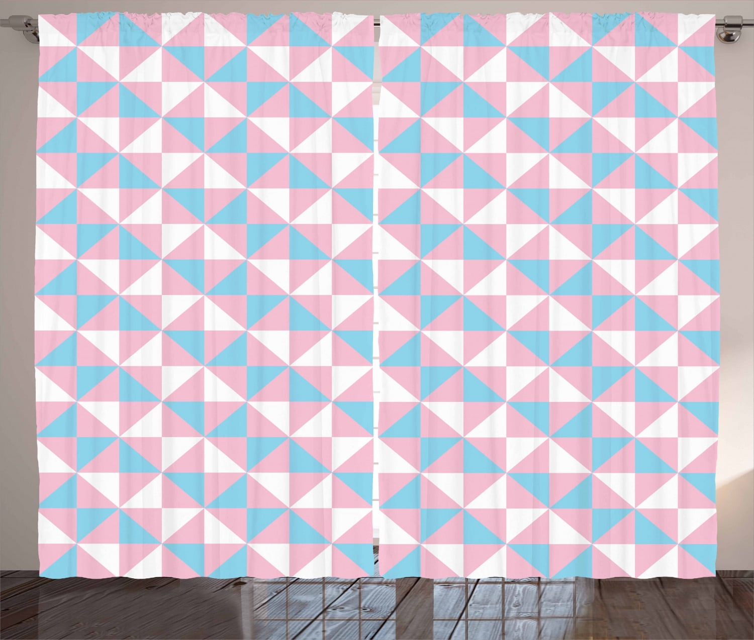 Geometric Curtains 2 Panels Set, Repeating Triangles Forming Simple ...