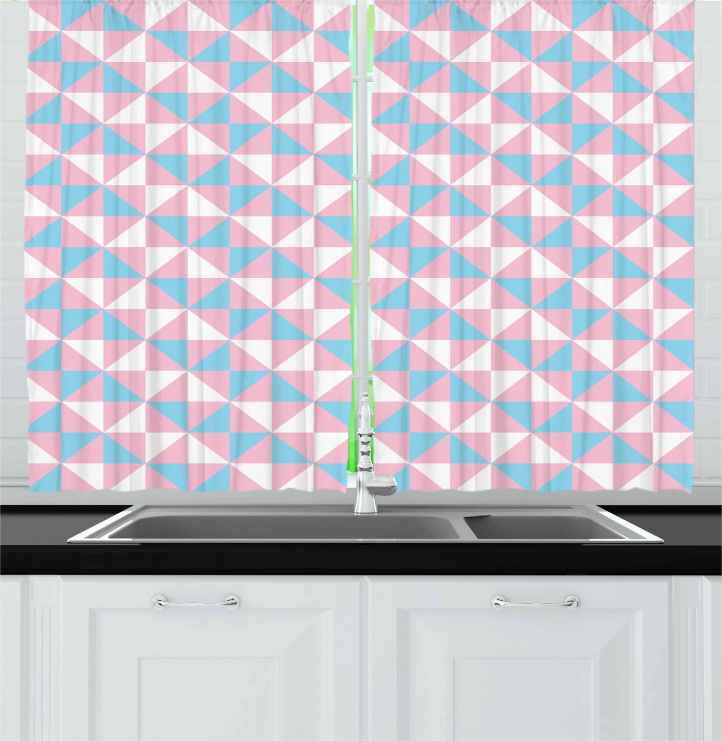 Geometric Curtains 2 Panels Set, Repeating Triangles Forming Simple ...
