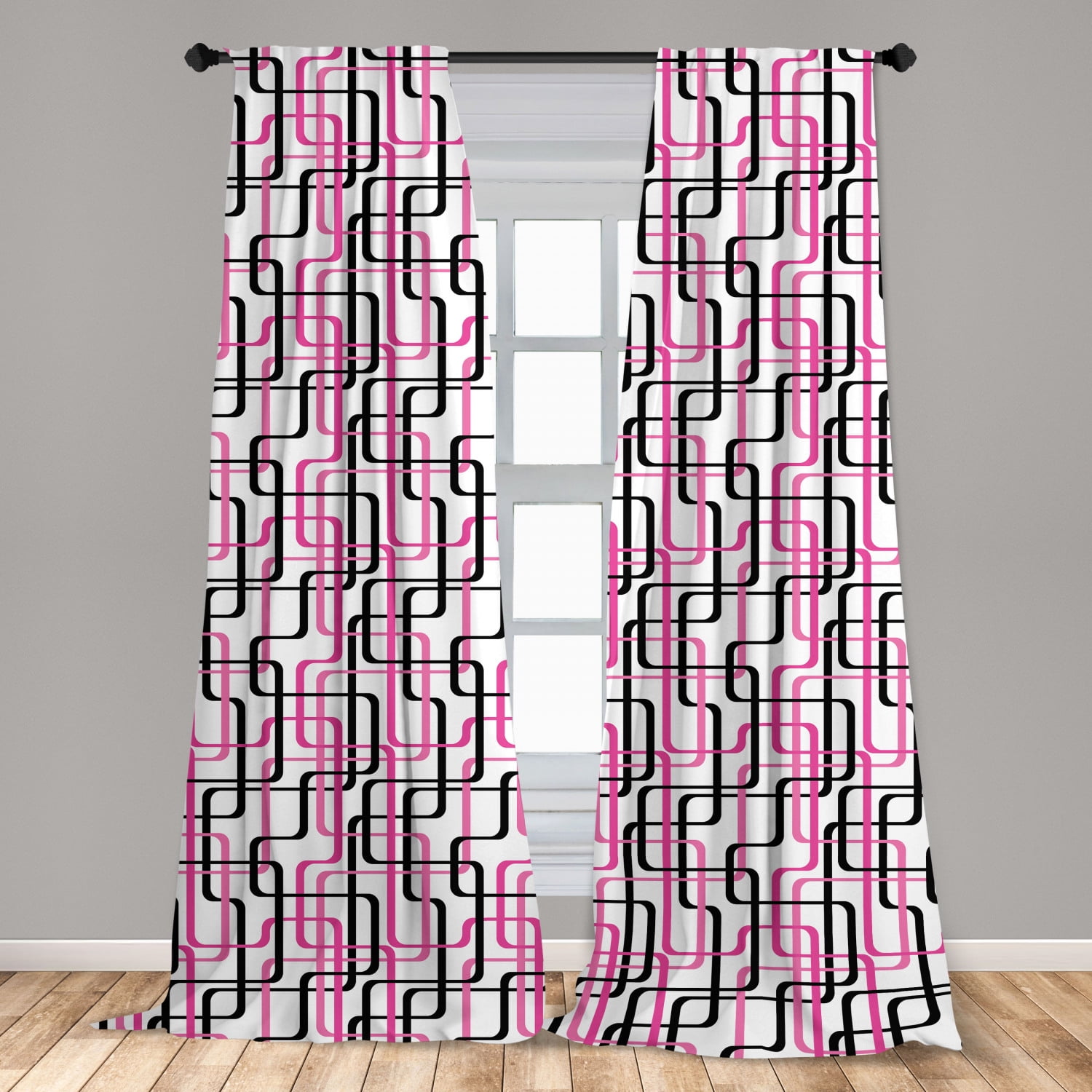 Ambesonne Geometric Curtains, Wavy Lines Funky, Pair of 28"x63", Hot ...