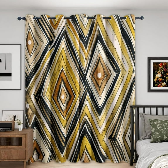 Geometric Curtains For Living Room Abstract Tribal Pattern Design ...