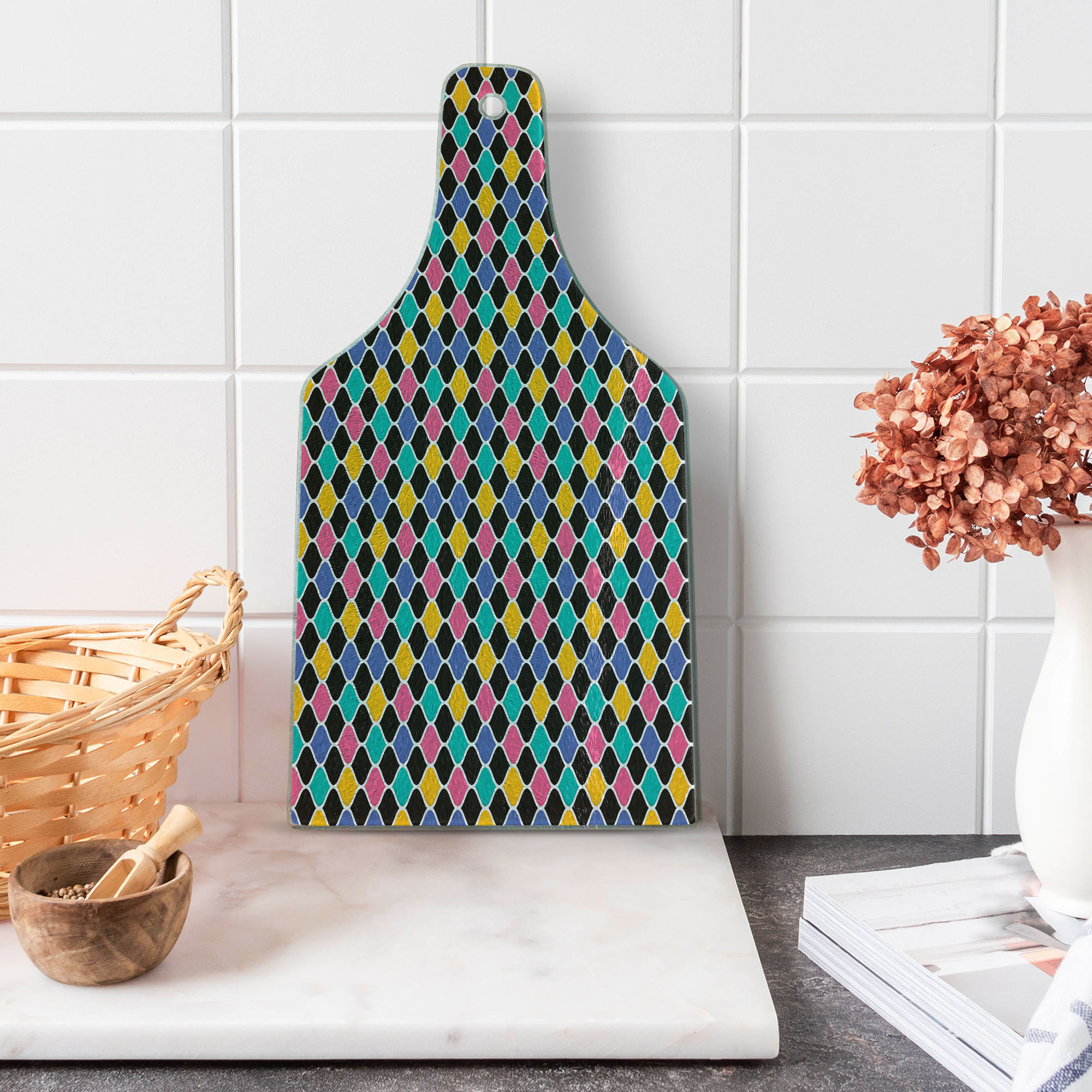 Geometric Cutting Board, Abstract Design of Interlinked Ogee Pattern ...