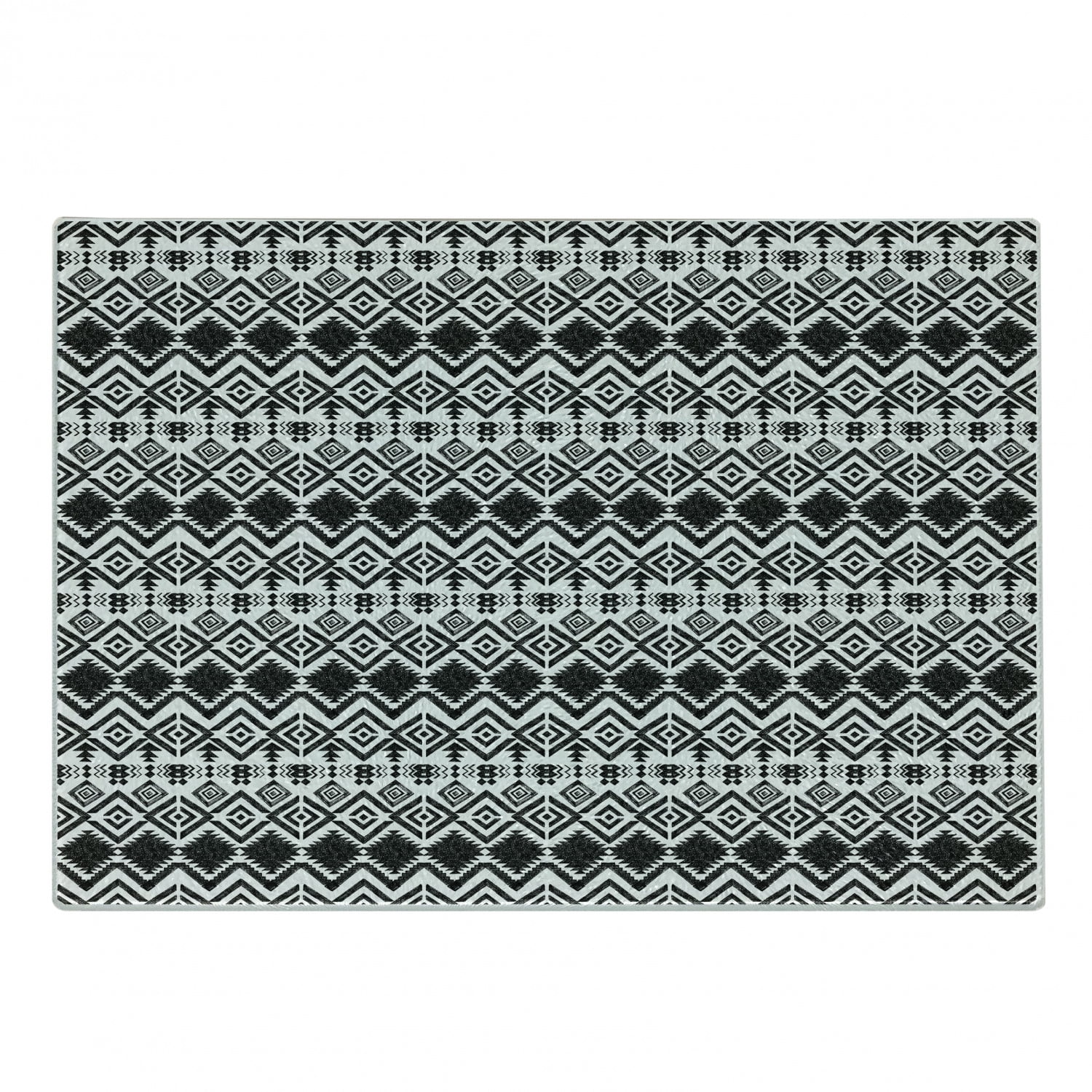 Geometric Cutting Board, Monochrome Hand Drawn Tribal Pattern Abstract ...