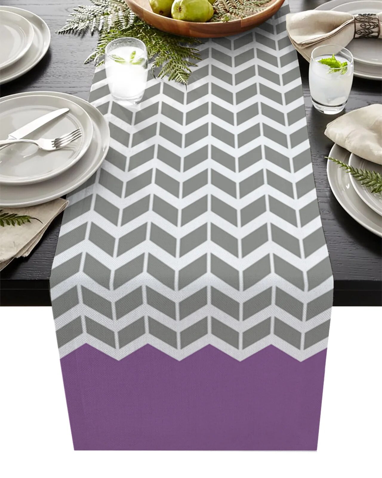 Geometric Cyan Turquoise Table Runner Luxury Dinning Decor Hotel ...
