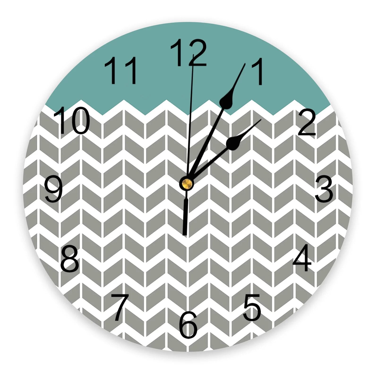 Geometric Cyan Turquoise Wall Clocks Silent Home Cafe Office Wall Decor ...