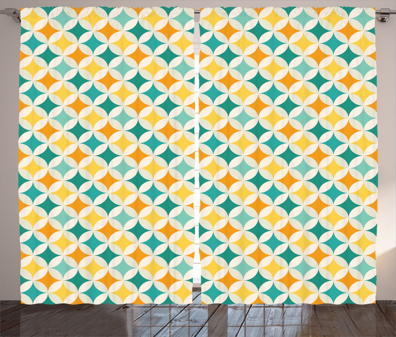 Ambesonne Geometric Curtains 2 Panel Set, Abstract Circle Cube, 108" x ...