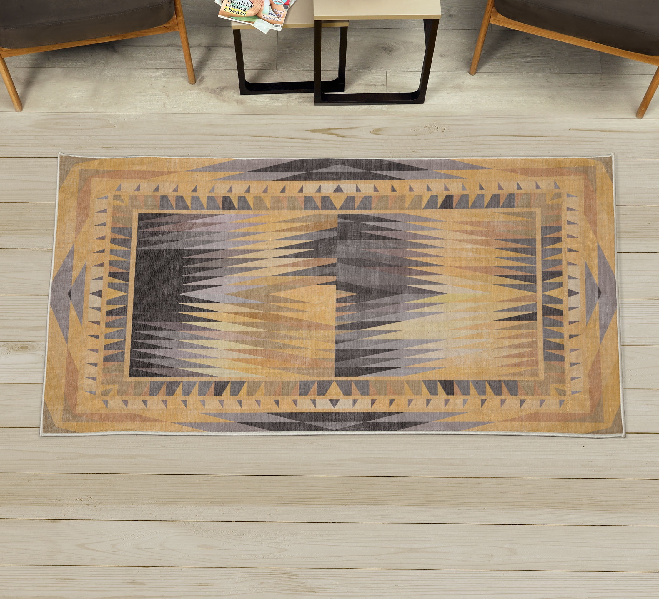 Geometric Decorative Rug, Rhombus Look Modern Ornament Ombre Inspired ...