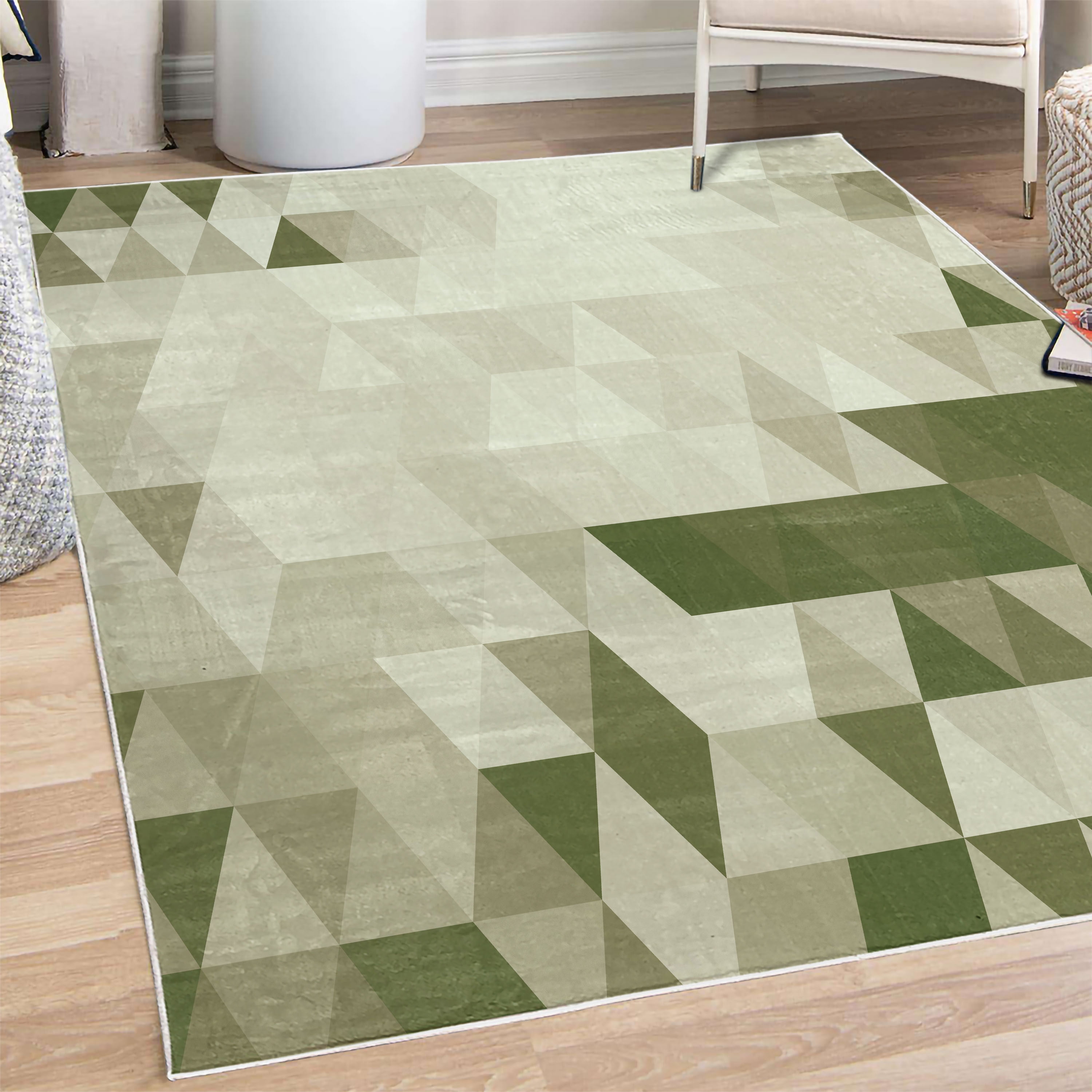 Geometric Decorative Rug, Triangle Mosaic Shapes Patterns with Abstract ...