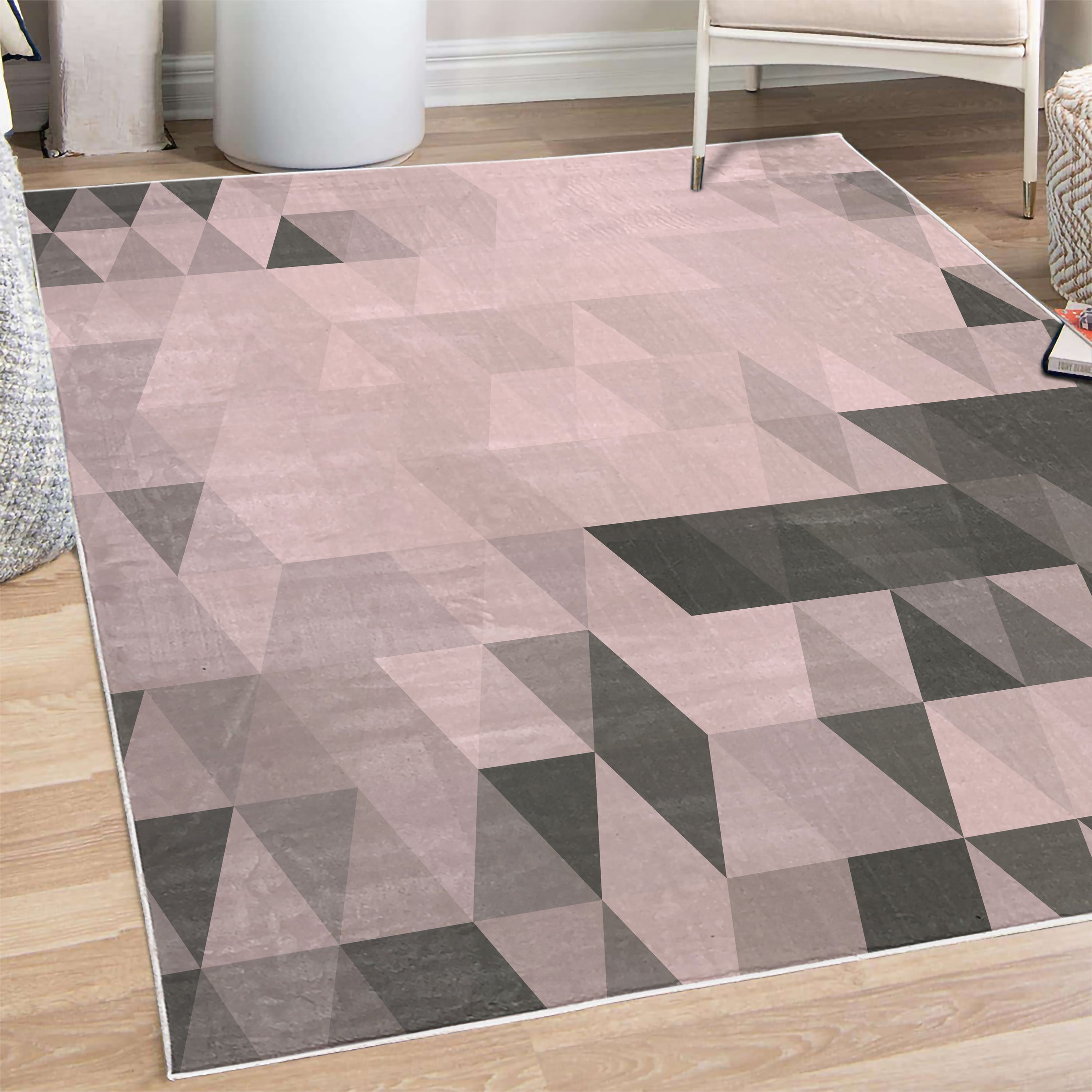 Geometric Decorative Rug, Triangle Mosaic Shapes Patterns with Abstract ...