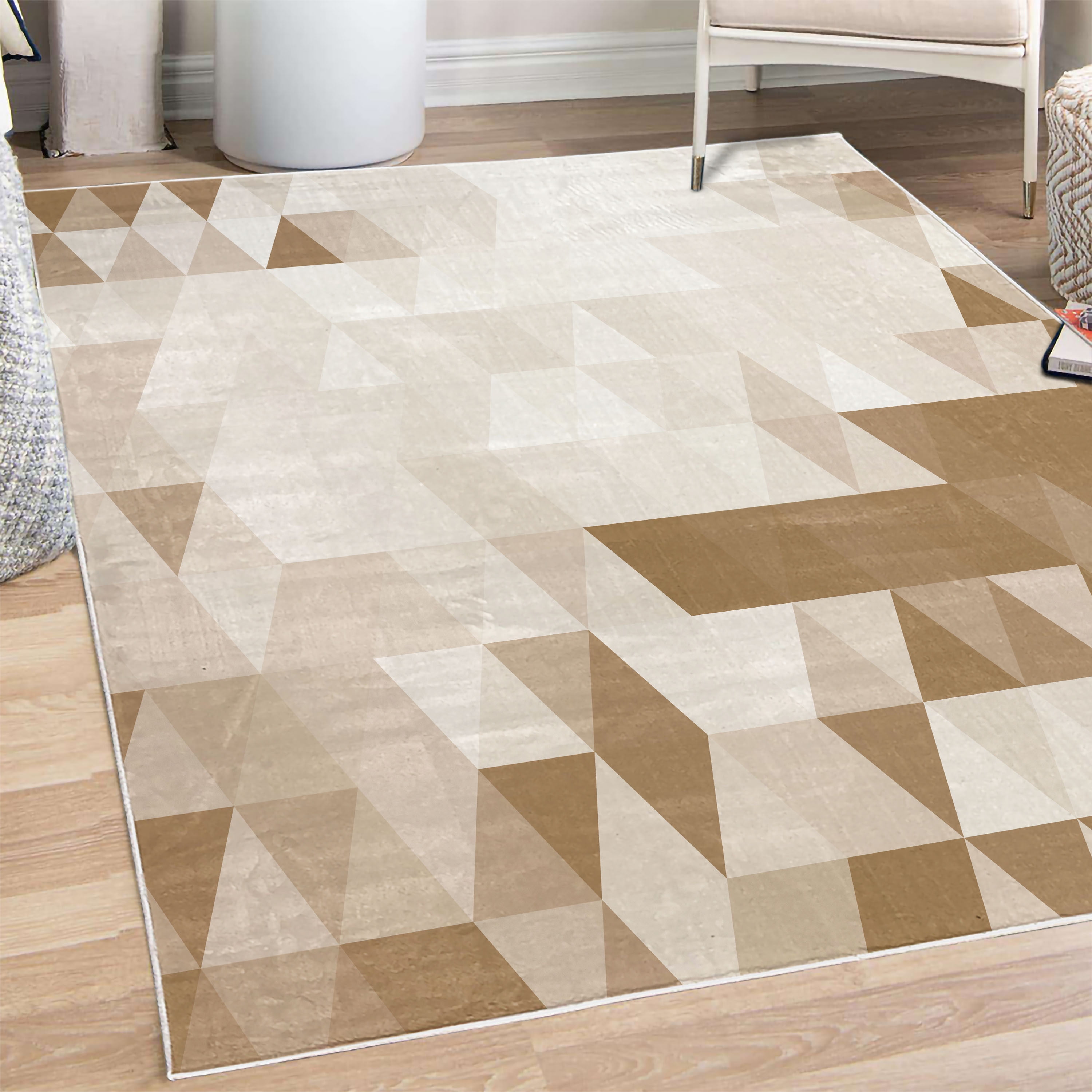 Geometric Decorative Rug, Triangle Mosaic Shapes Patterns with Abstract ...