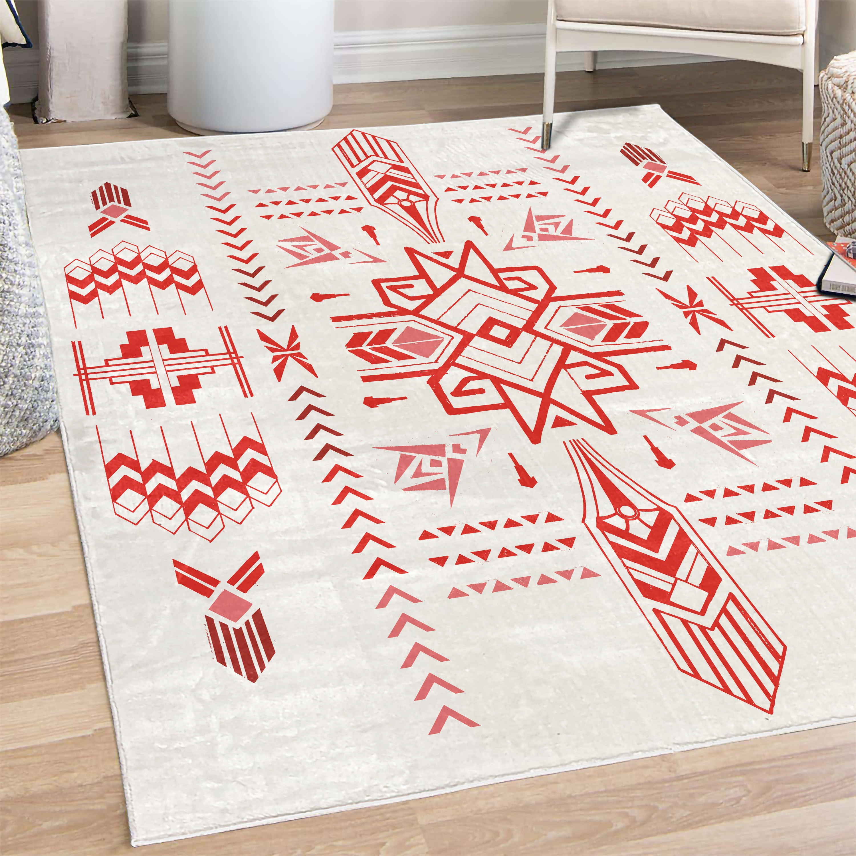 Geometric Decorative Rug, Tribal Hand Drawn Vintage Aztec Background in ...