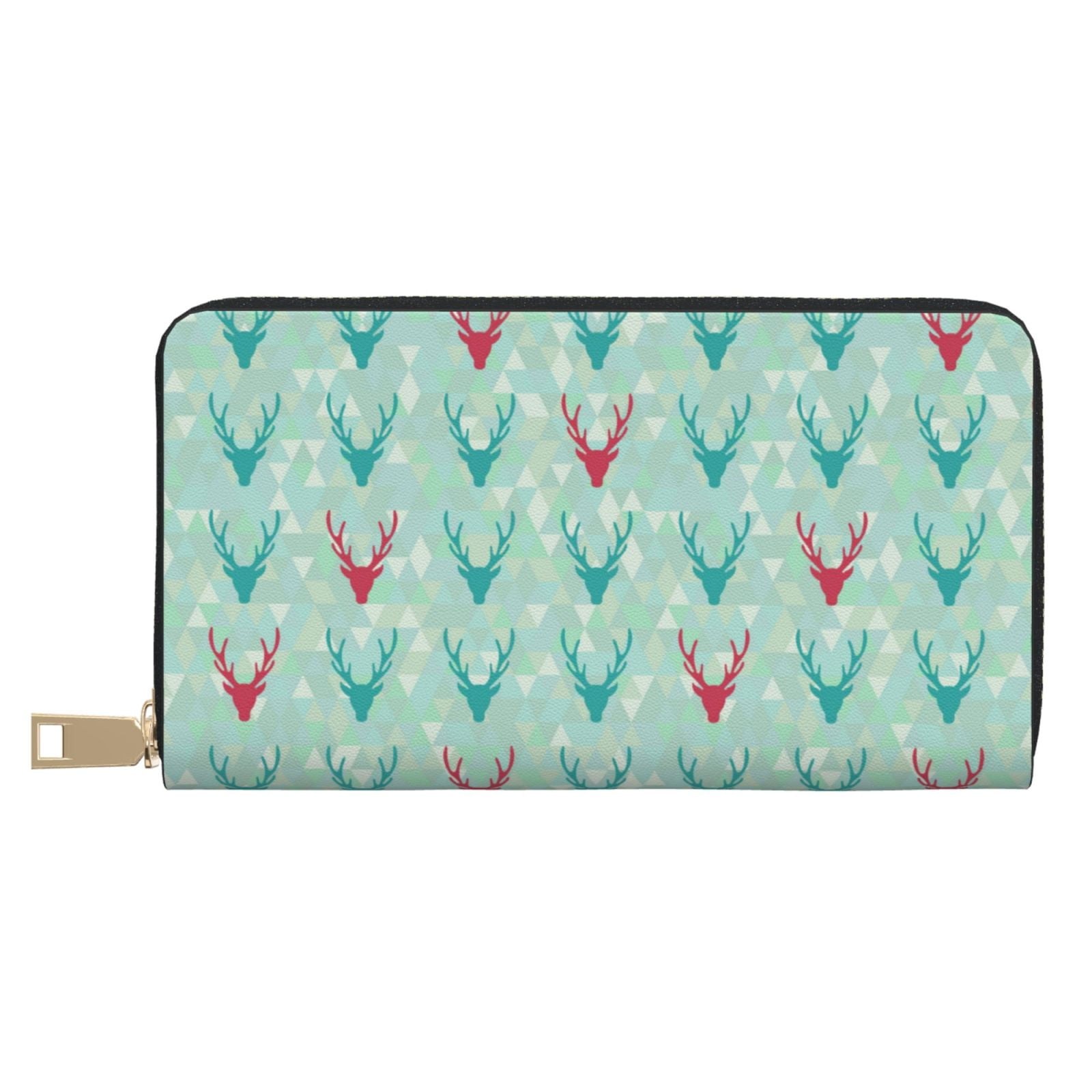Geometric Deer Head Green Wallet Women, Leather Bifold Multi Card ...