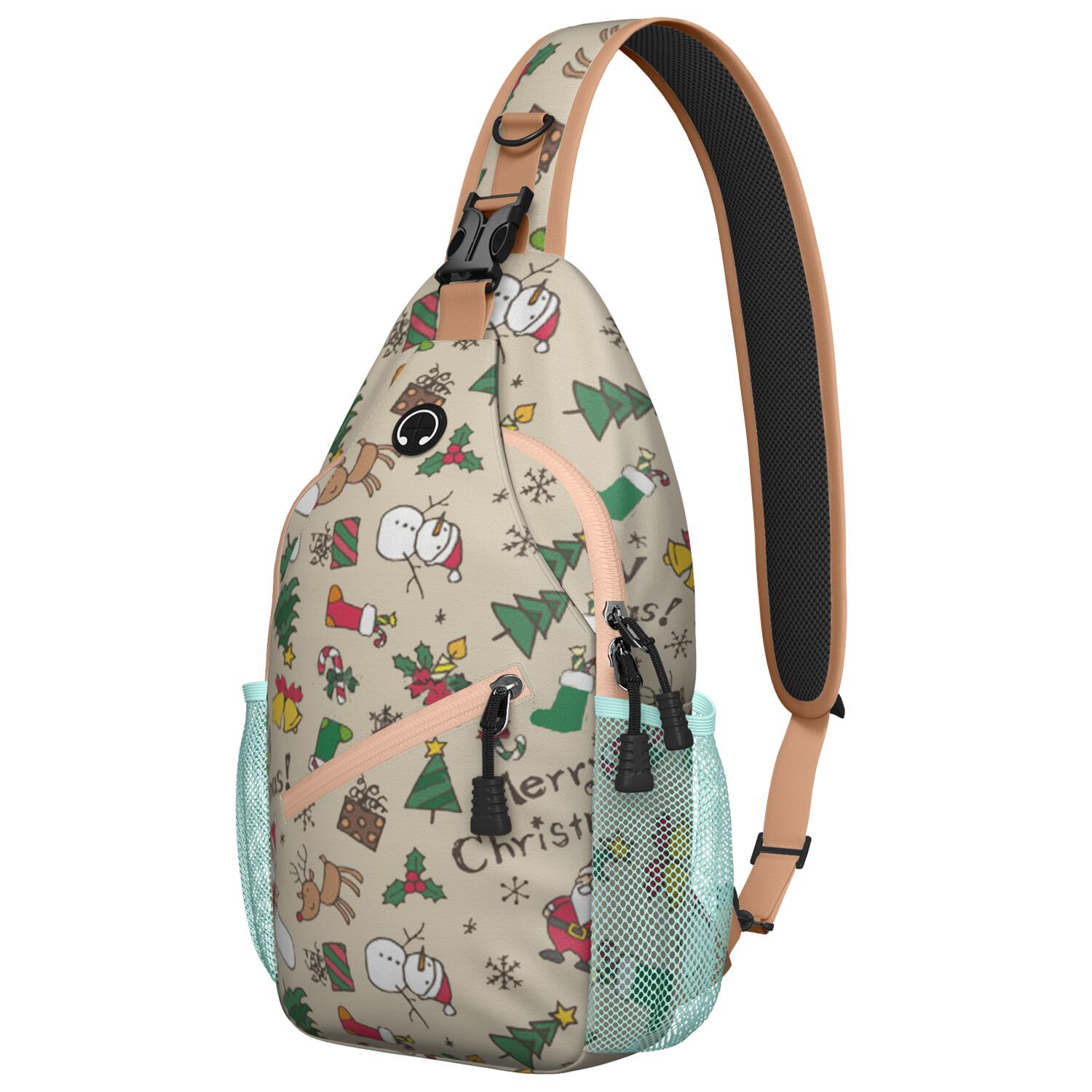 Geometric Deer Head Sling Backpack, Ethnic Forest Reindeer and Wild ...