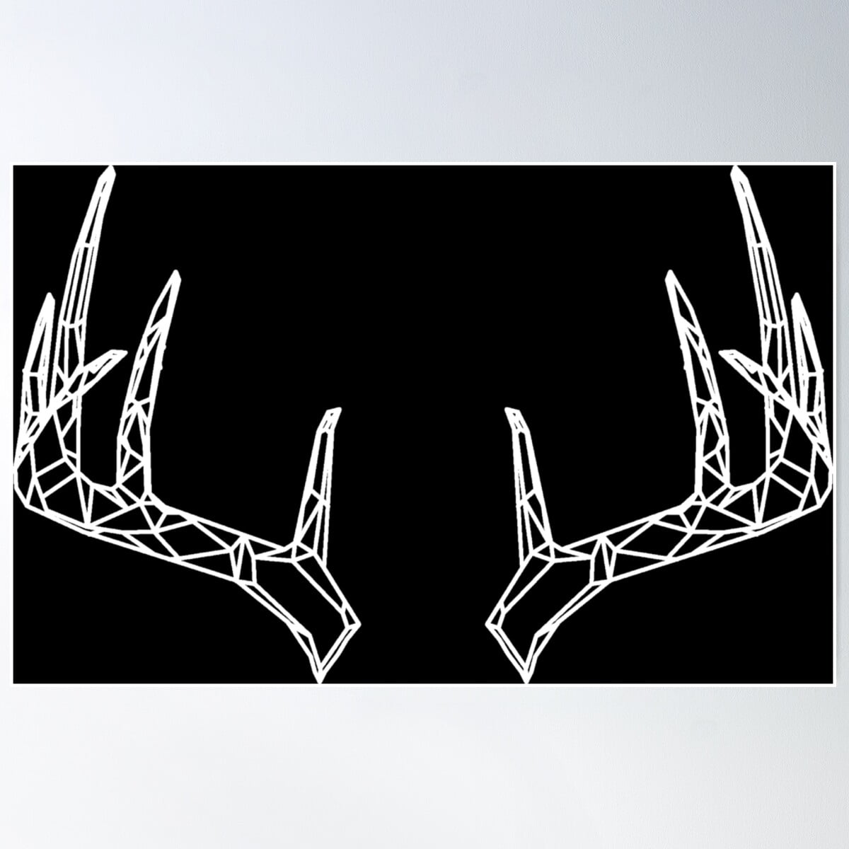 Geometric Deer Horns White Poster Wall Art, Modern Wall Decor For ...