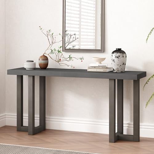 Geometric Design Console Table with Solid Pine Legs, Extra Long ...