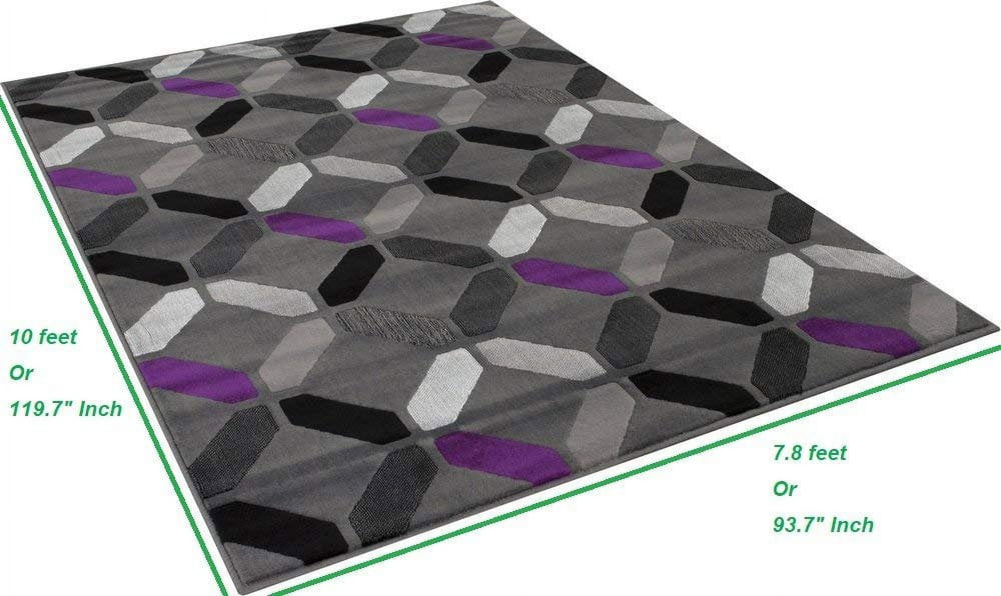 Geometric Design Modern Contemporary Livingroom Purple Grey Silver ...
