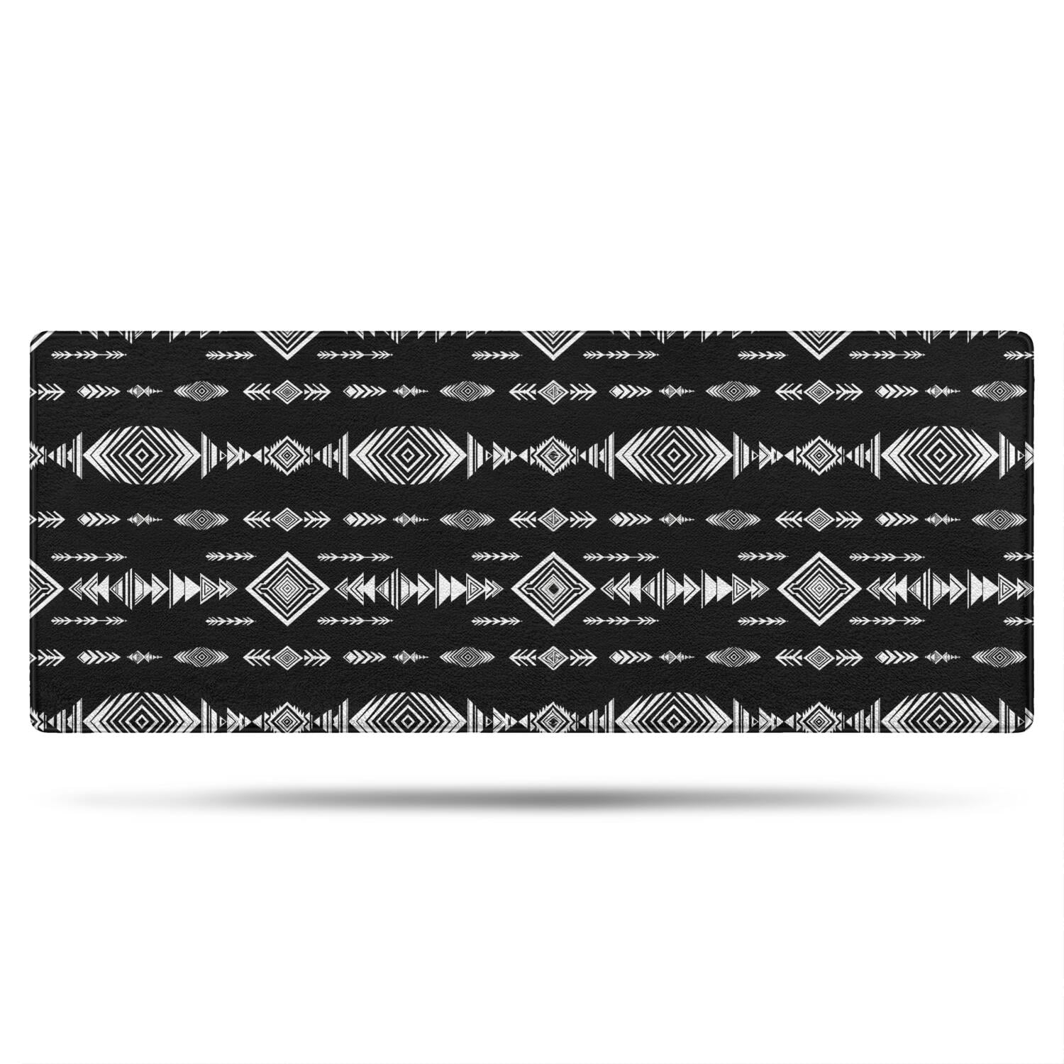 Geometric Diamond Black Pattern Non Slip Microfiber Bathroom Rugs, Soft ...