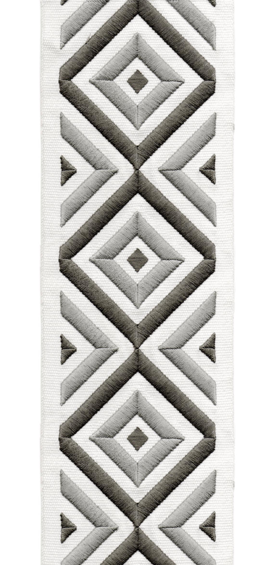 Geometric Diamond Cotton Canvas Trim - Ivory Khaki Bold Border Tape, 4 ...