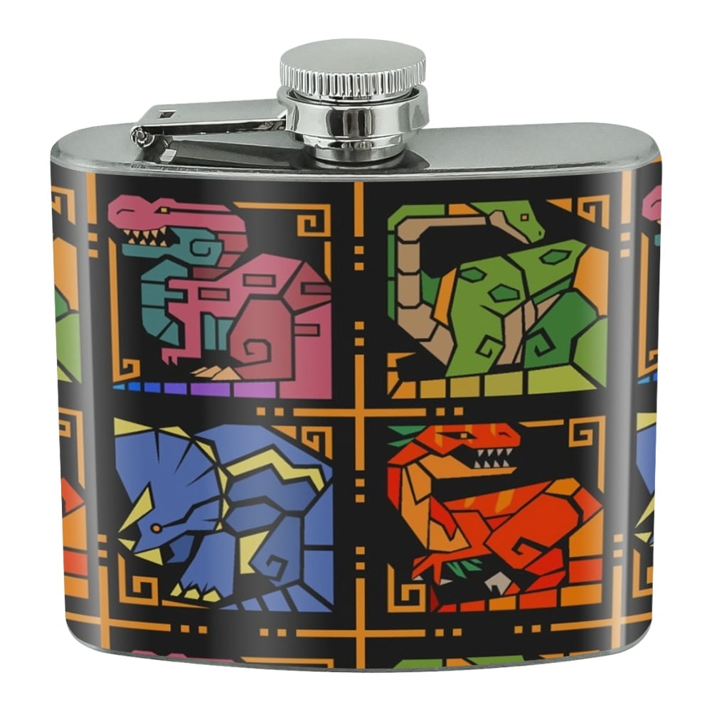 Geometric Dinosaurs Aztec Mayan Style Tyrannosaurus Triceratops ...