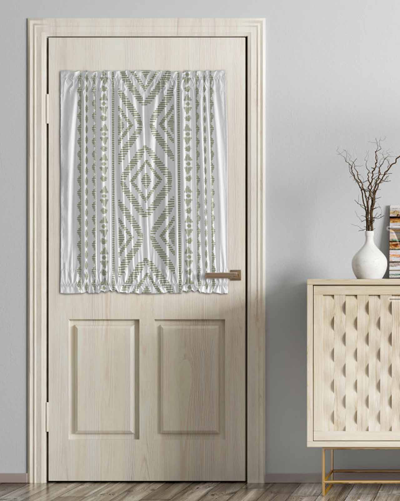 Geometric Door Curtains for Doorway Privacy, Sage Green Boho Stripe ...