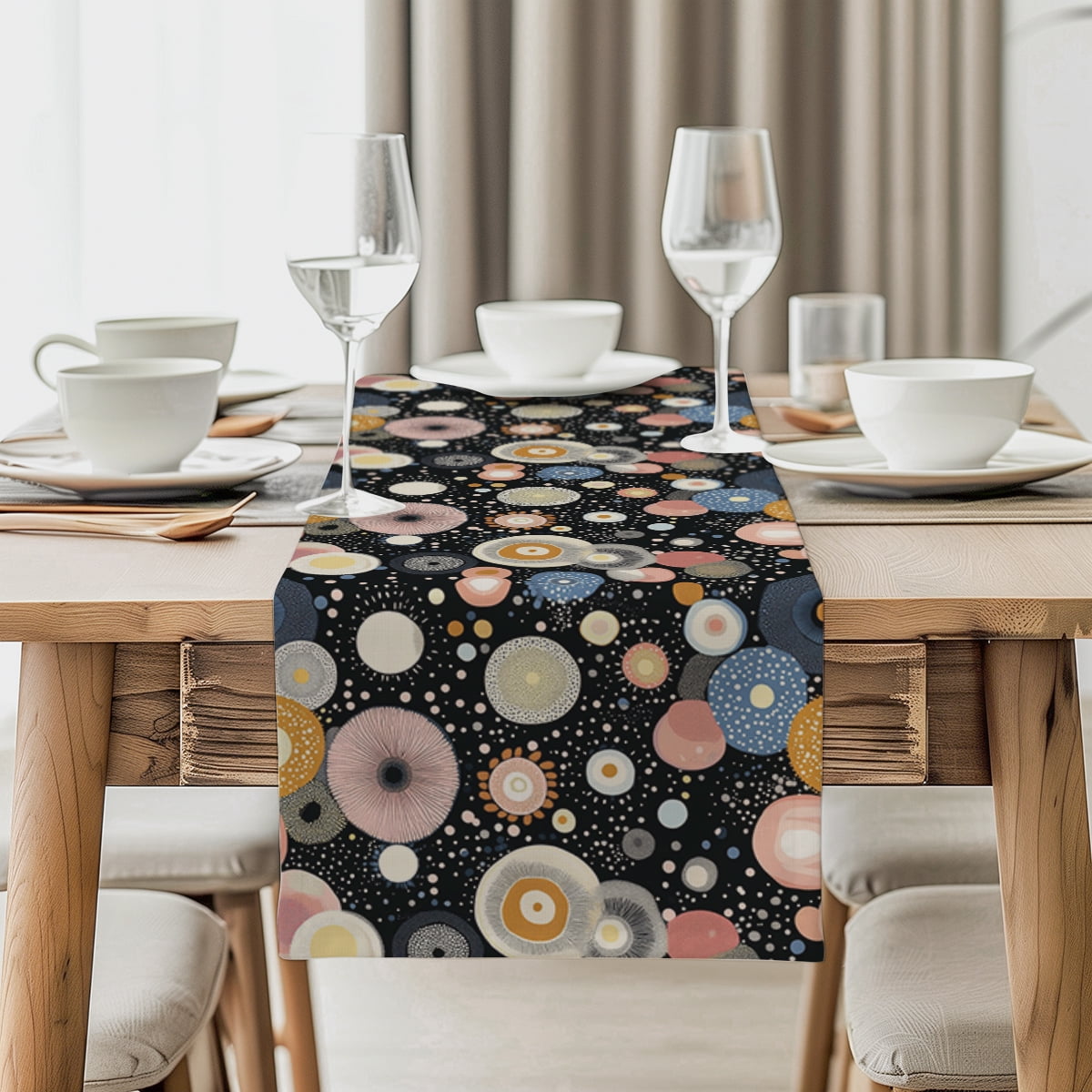 Geometric Dots Dots Table Runners Kitchen Table r Farmhouse Washable ...