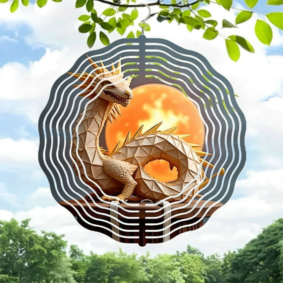 Geometric Dragon Metal Wind Spinner - Artistic Polygonal Design with ...