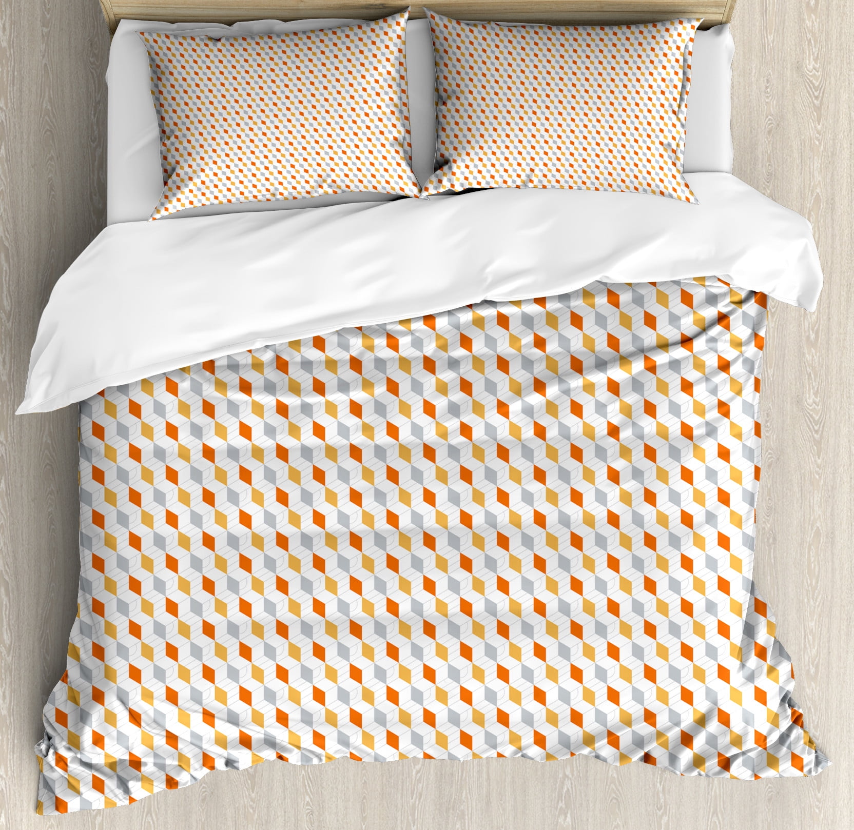Geometric Duvet Cover Set, Abstract Diamond Lines Simplistic Thin ...