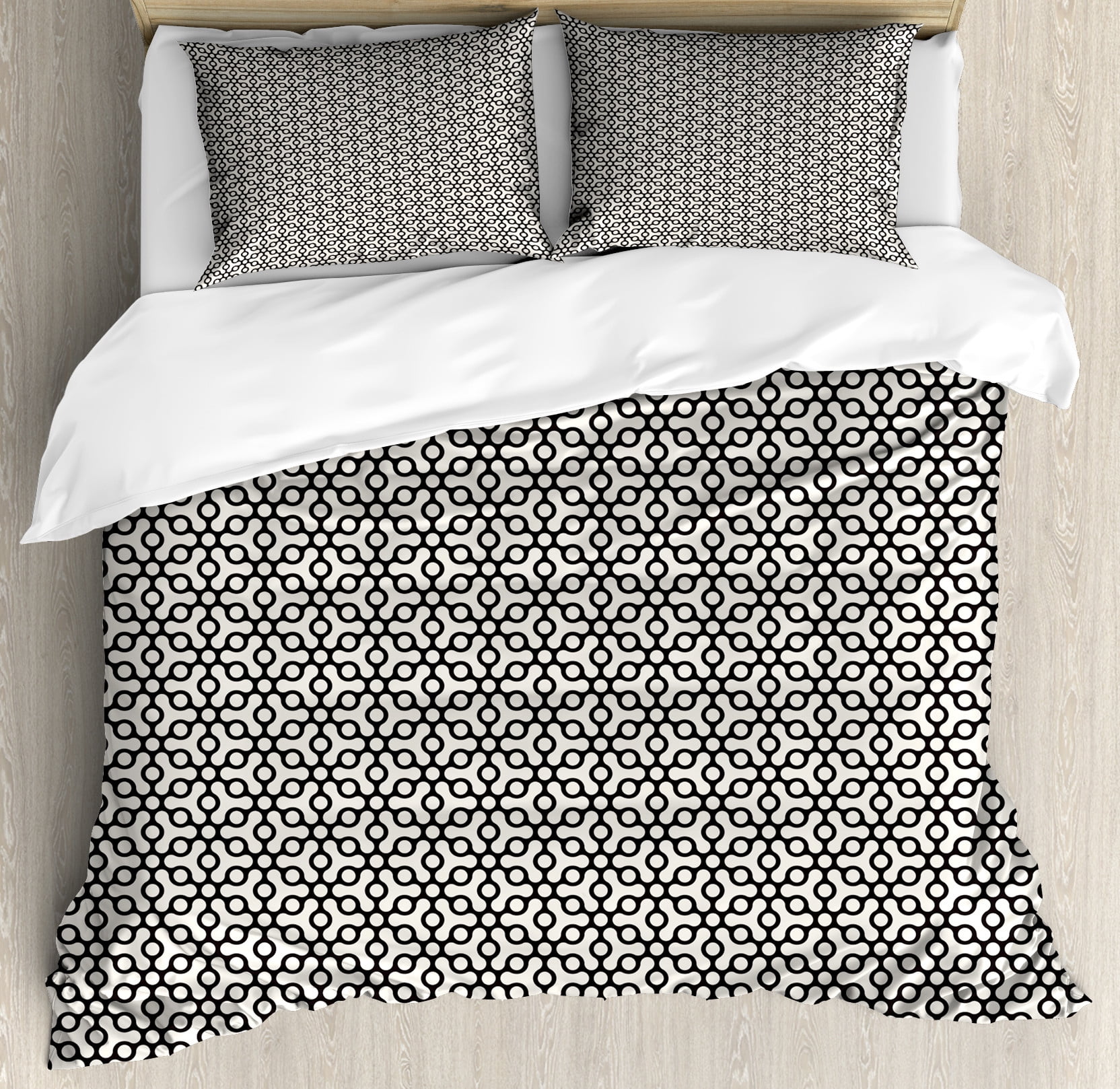 Geometric Duvet Cover Set, Abstract Lines Lattice Symmetric Circles ...