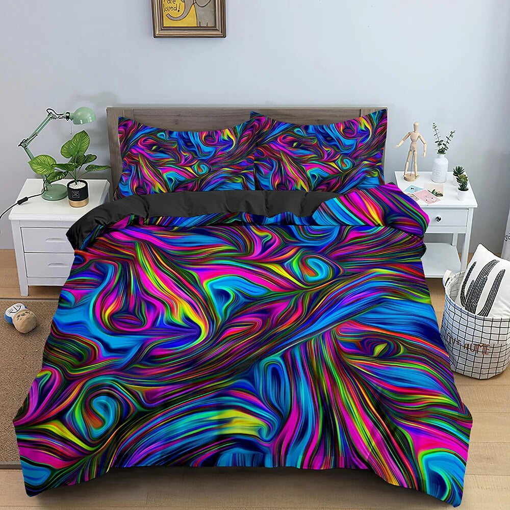 Geometric Duvet Cover Set Bedding Set Twin Full King Size Psychedelic