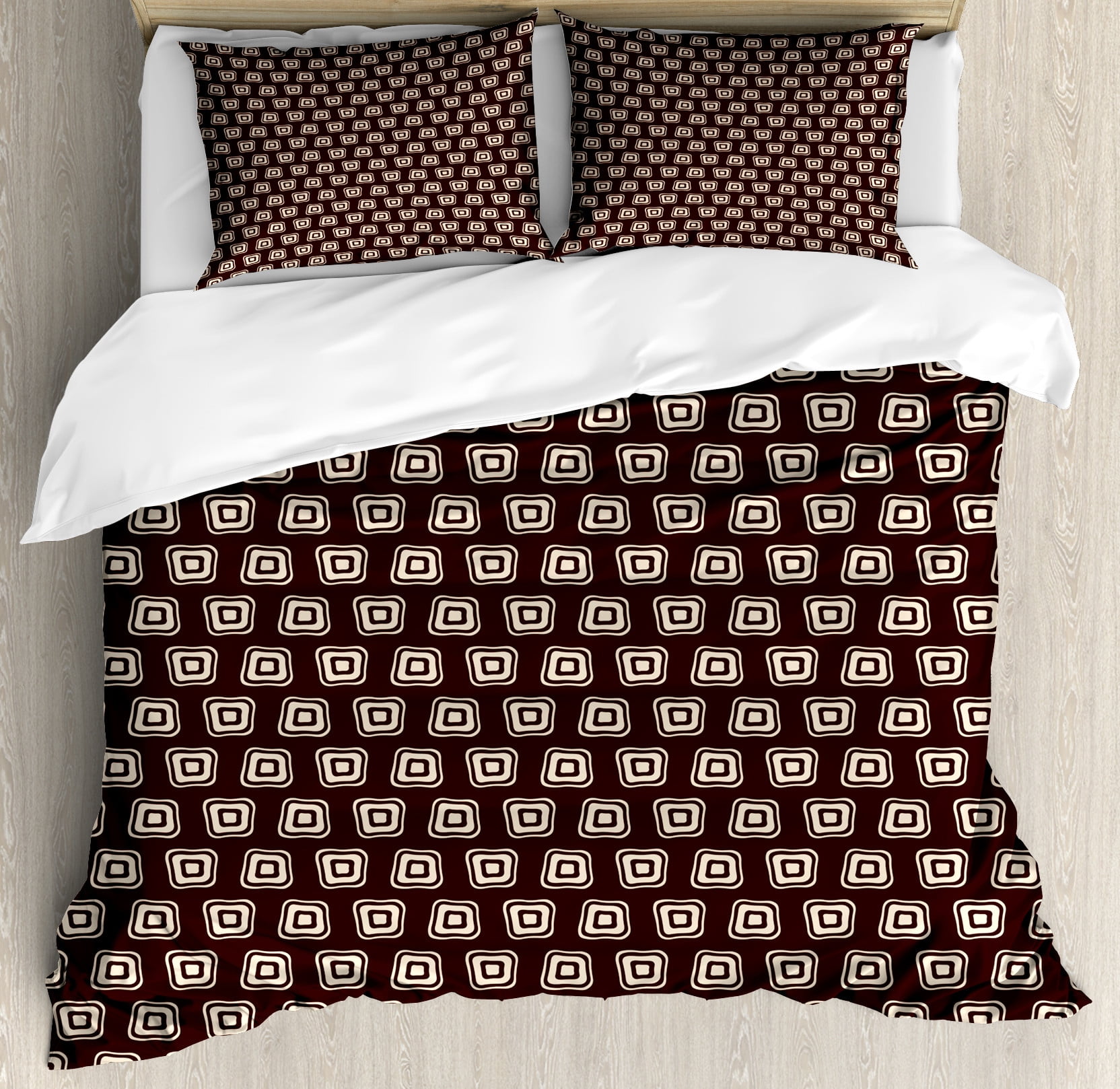 Geometric Duvet Cover Set, Concentric Surreal Squares Motifs Abstract ...