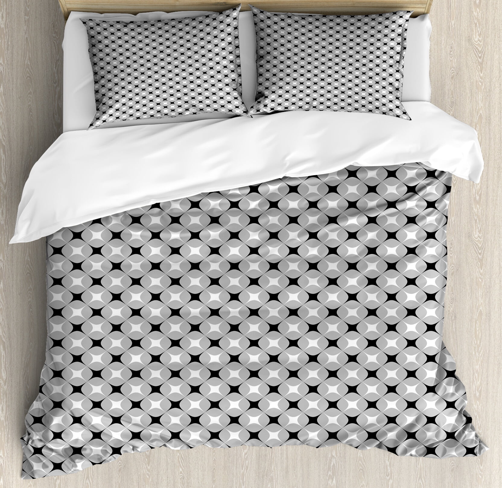 Geometric Duvet Cover Set, Contemporary Abstract Forms with Inner ...