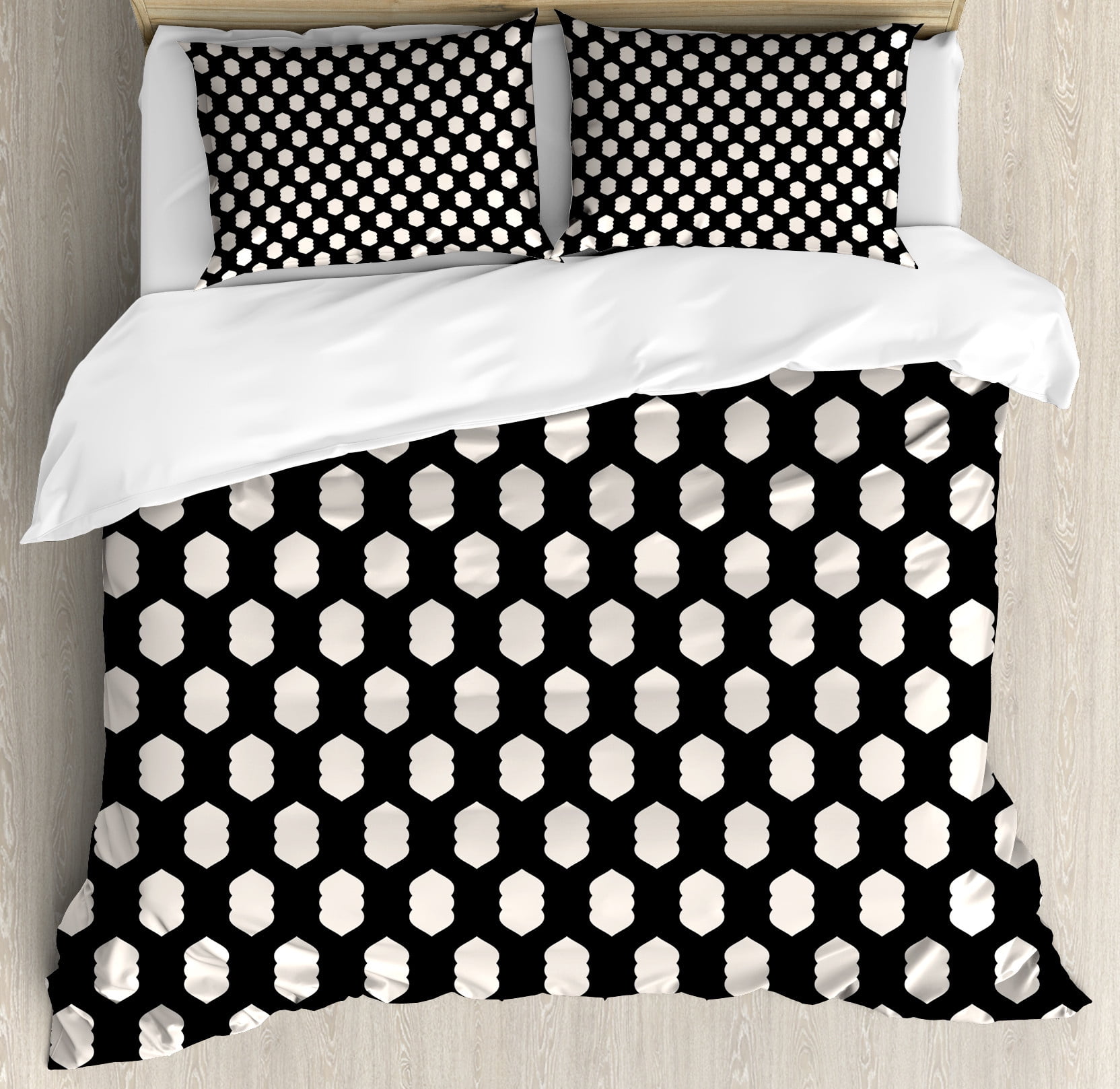 Geometric Duvet Cover Set, Curved Shapes Inspired in Oriental Style ...