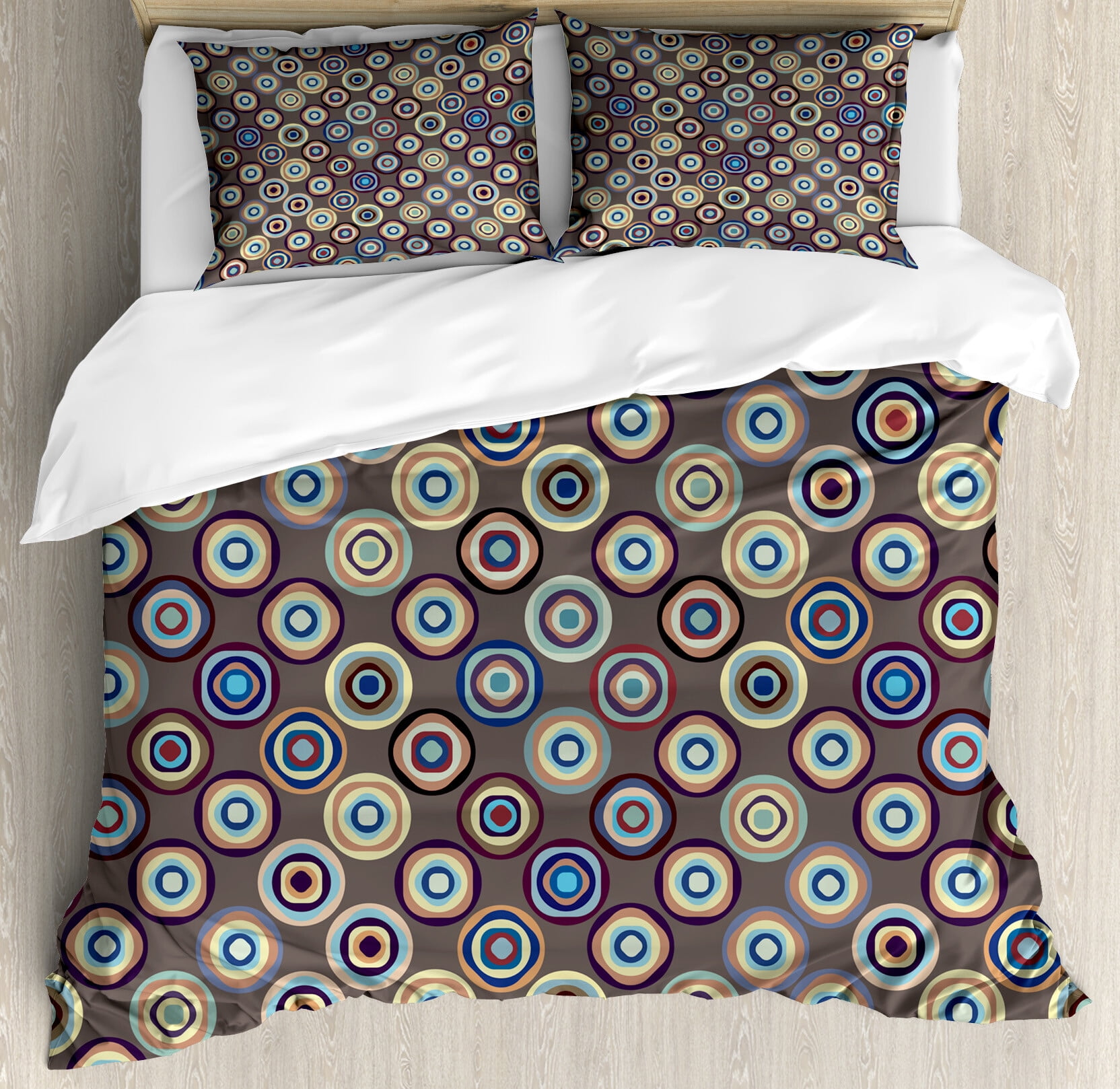 Geometric Duvet Cover Set, Disc Shaped Circular Gradient Rounds Curve ...